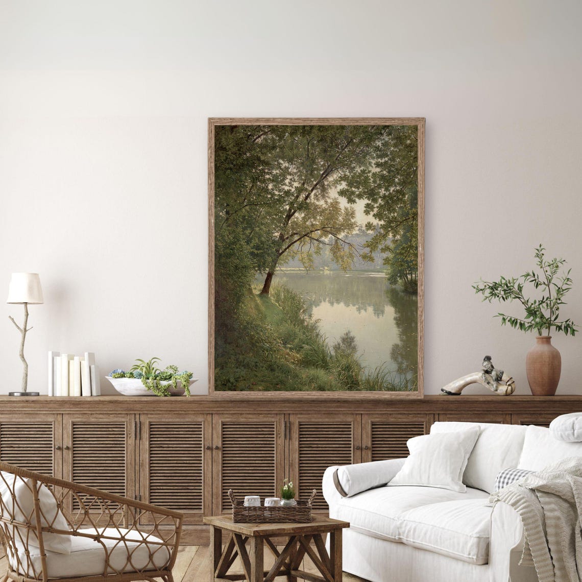 Vintage River Landscape, Country Landscape Poster, Cottage Core Country ...