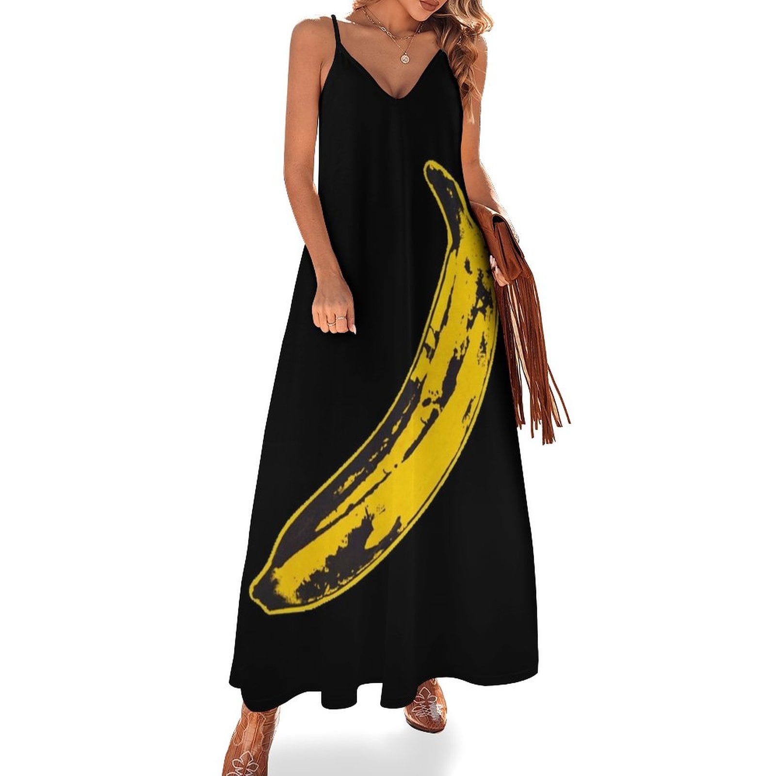 Vintage Rock & Roll Banana Sleeveless Dress Long dress women's elegant ...