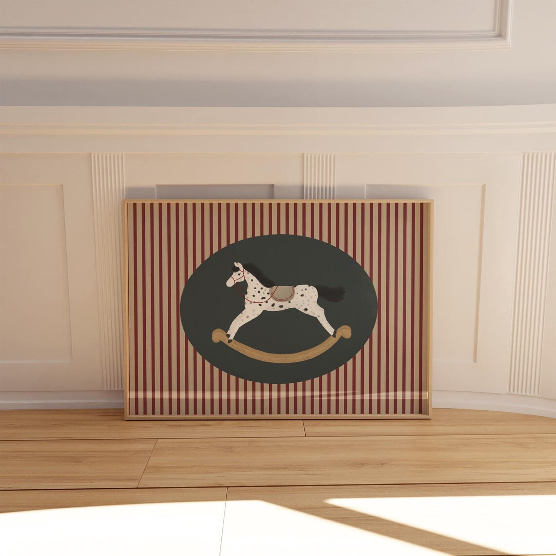 Vintage Rocking Horse Cottage Antique Horse Boy Nursery, Unframed Paper ...