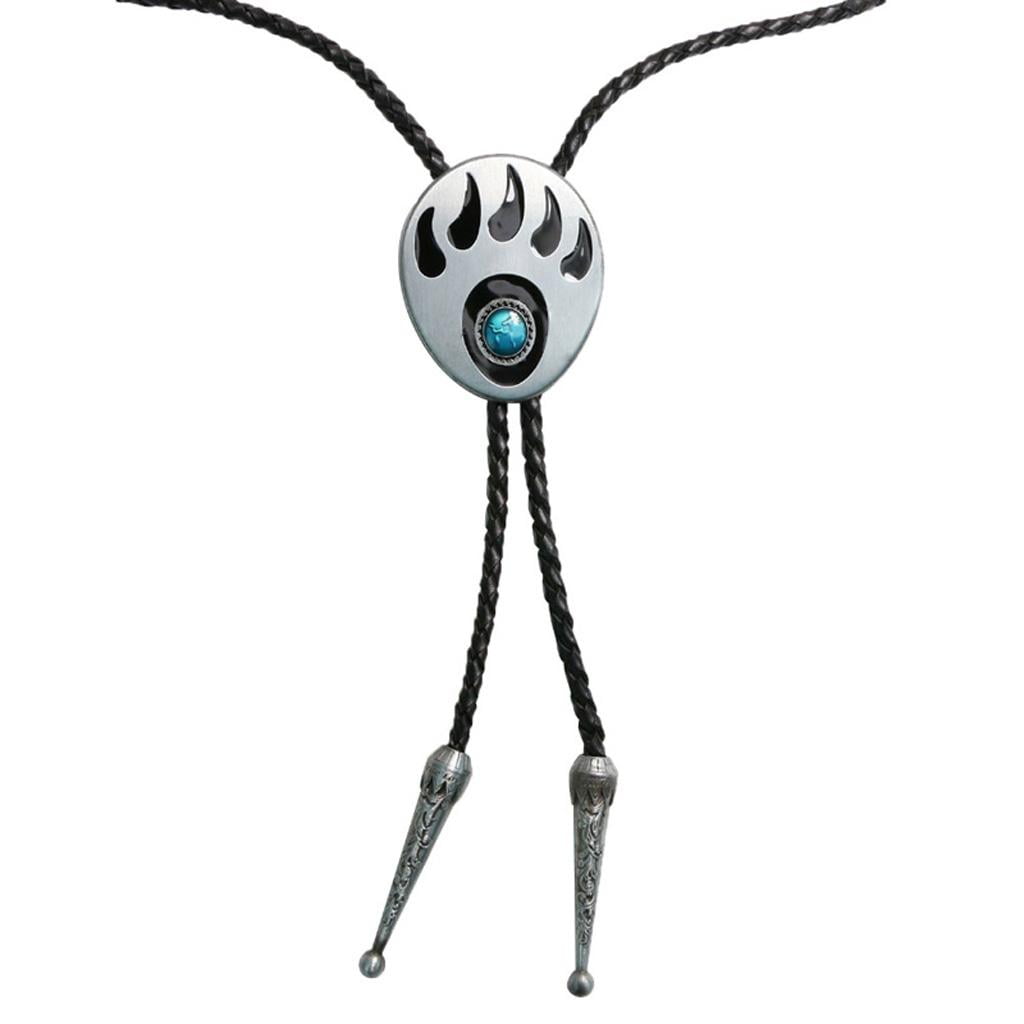 Vintage Rodeo Bolo Tie Leather Bears Paw Cowboy Bola Pendant Necklace ...