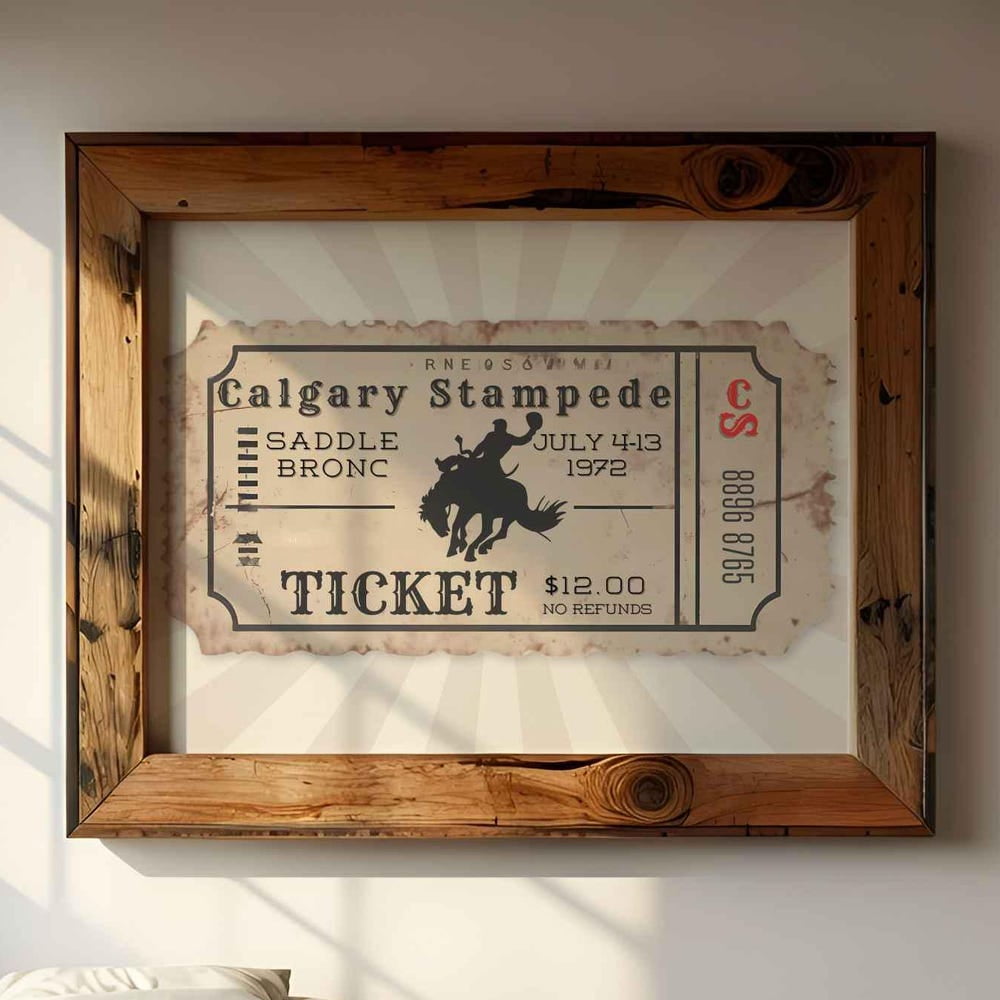 Vintage Rodeo Poster, Retro Calgary Stampede Ticket, Western Cowboy ...