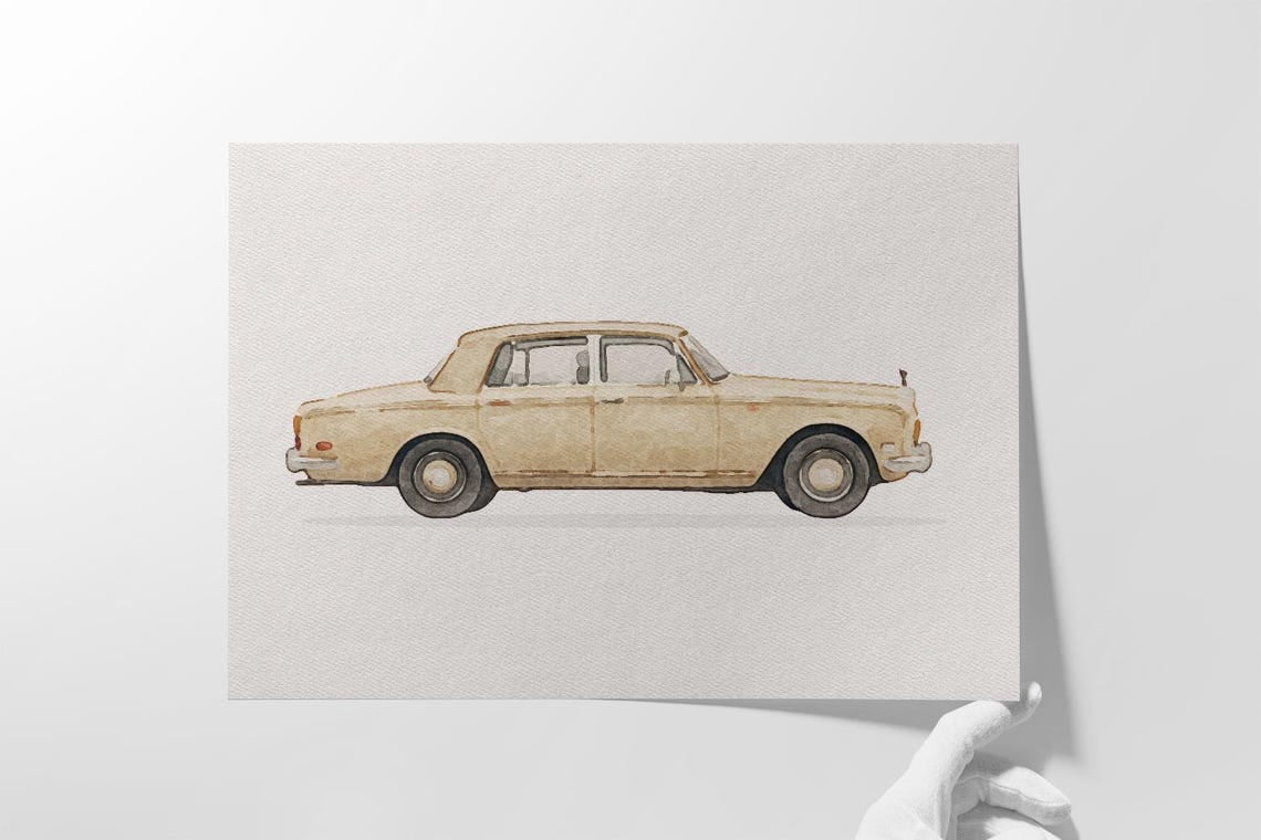 Vintage Rolls Royce Poster: Retro British Car Poster, Unframed Canvas ...