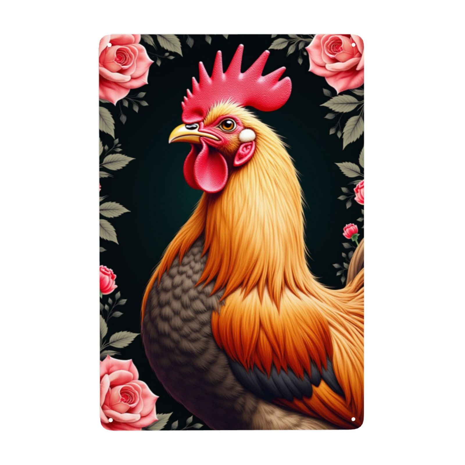 Vintage Rooster Metal Tin Sign Farm Animal Wall Decor Rooster Art ...