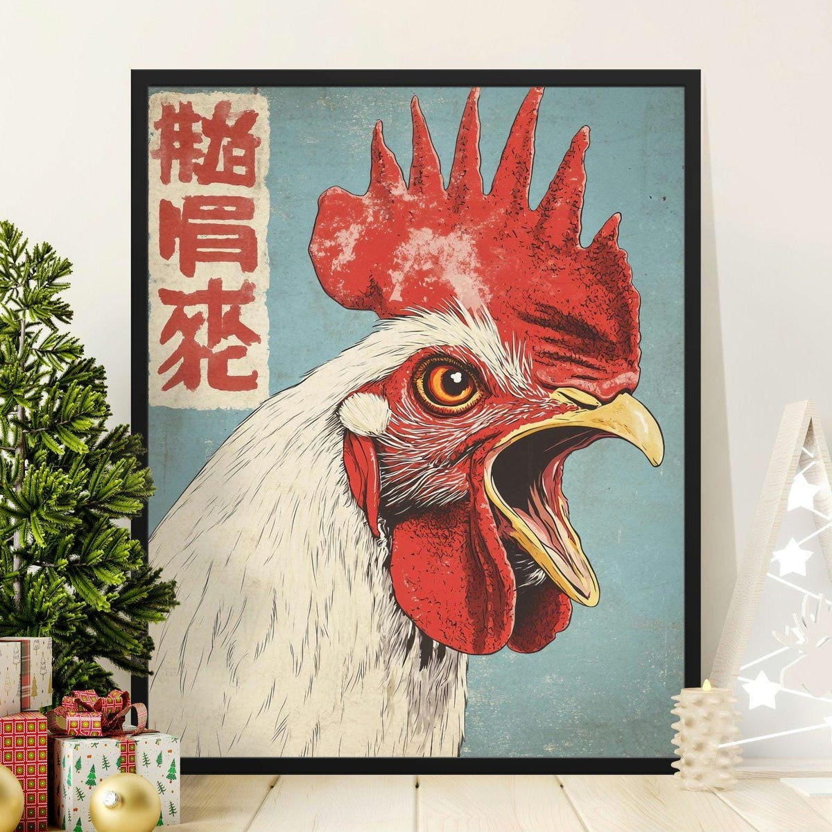 Vintage Rooster Poster, Retro Chicken Wall Art, Farmhouse Decor, Animal ...