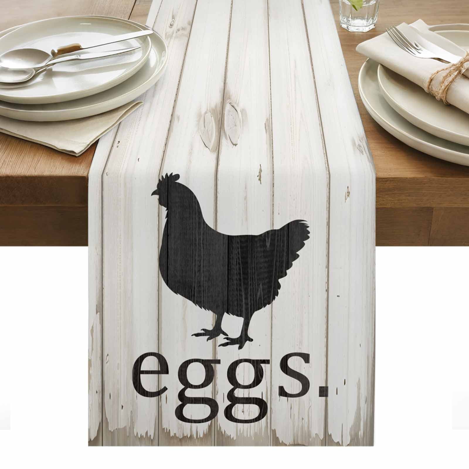 Vintage Rooster Table Runner - 108 Inch Long, Kitchen Dining Table ...