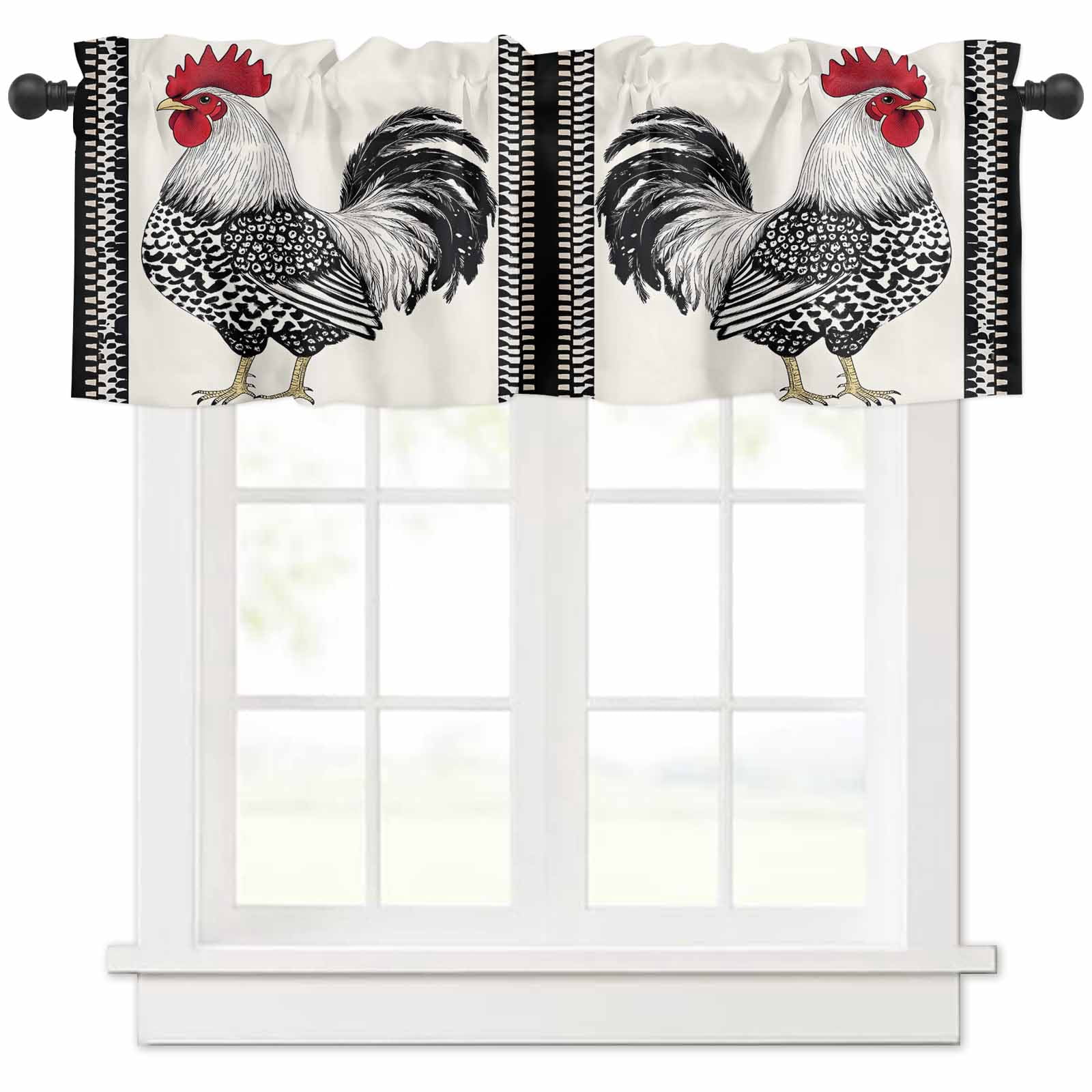 Vintage Rooster Valances for Windows Farmhouse Kitchen Curtains ...