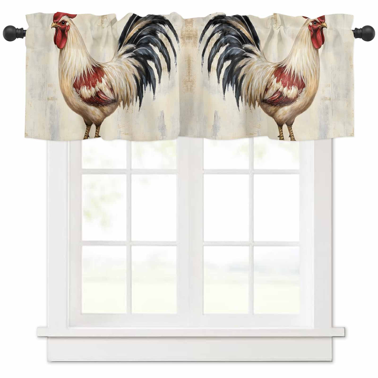 Vintage Rooster Valances for Windows Farmhouse Kitchen Curtains ...