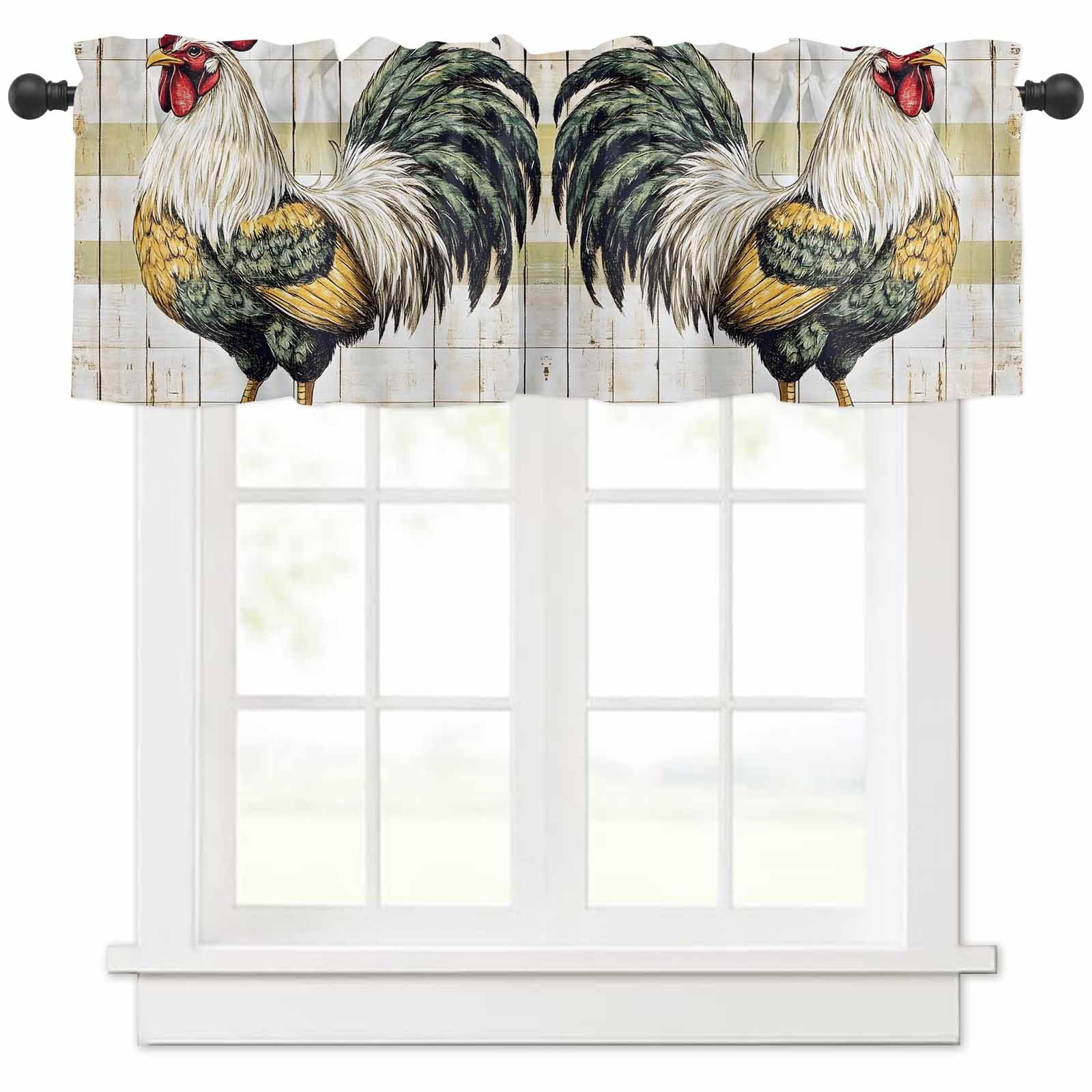 Vintage Rooster Valances for Windows Farmhouse Kitchen Curtains ...