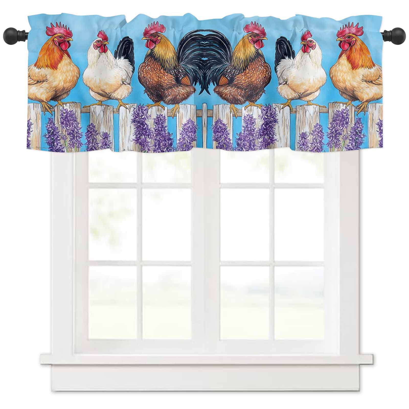 Vintage Rooster Valances for Windows Farmhouse Kitchen Curtains ...