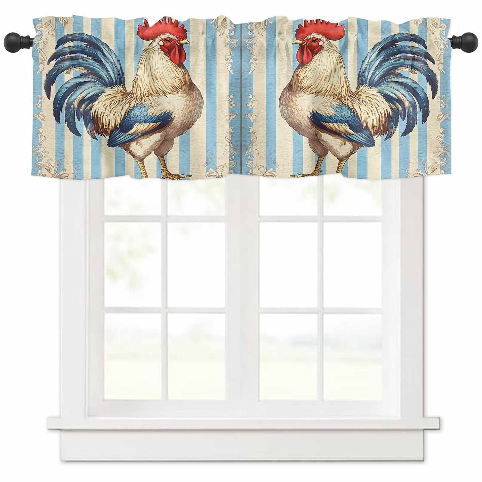 Vintage Rooster Valances for Windows Farmhouse Kitchen Curtains ...