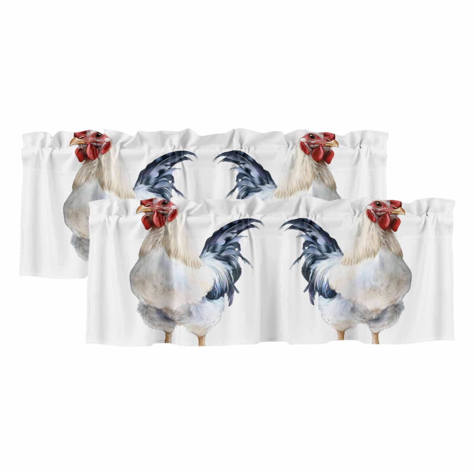 Vintage Rooster Window Valance, Country Black White Chicken Farmhouse ...