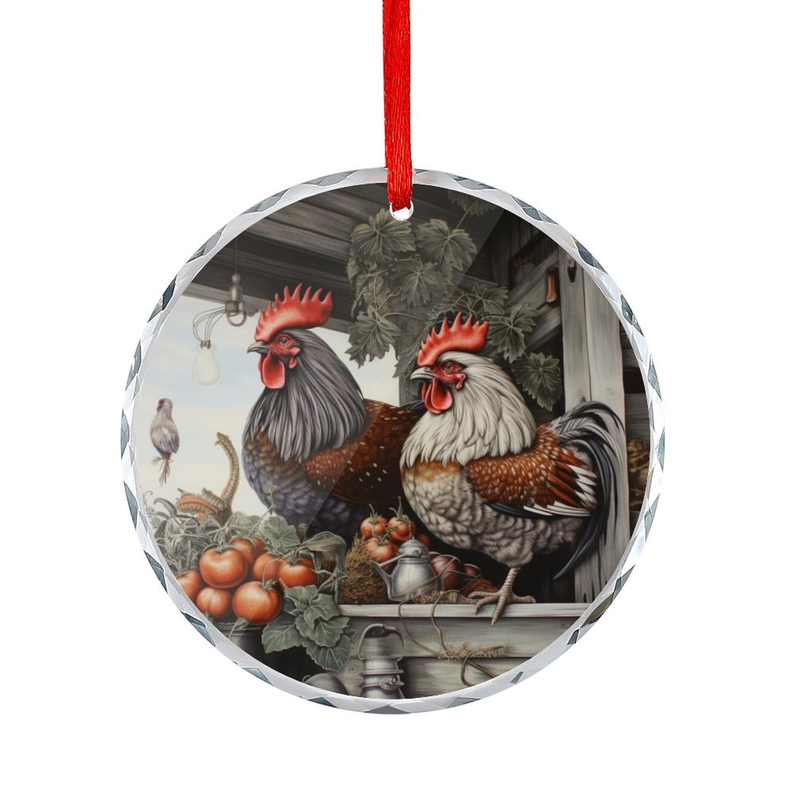 Vintage Roosters With Fruits Ornament Vintage Rooster Farmhouse Style ...