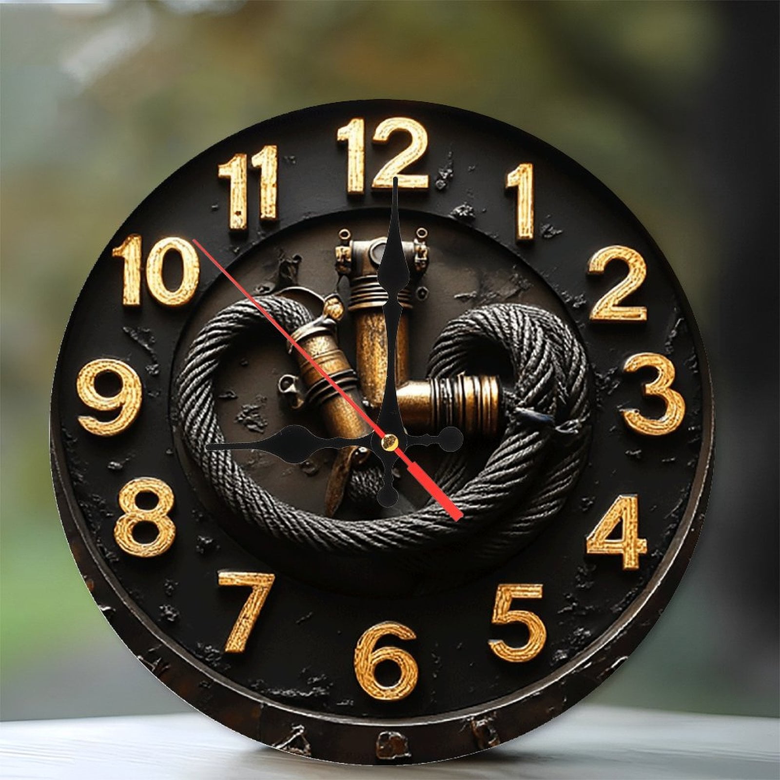 Vintage Rope Clock Wall Decor Home Office 10-Inch Silent Wooden Wall ...