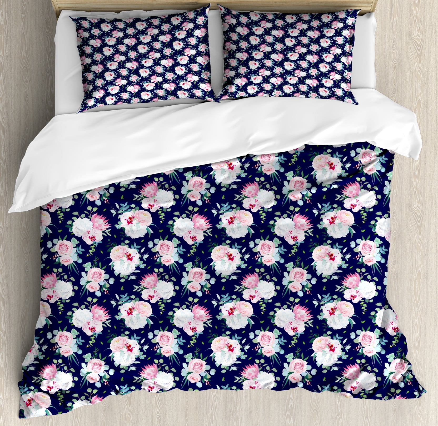 Vintage Rose Duvet Cover Set, Romantic English Flower Bouquet Pattern ...
