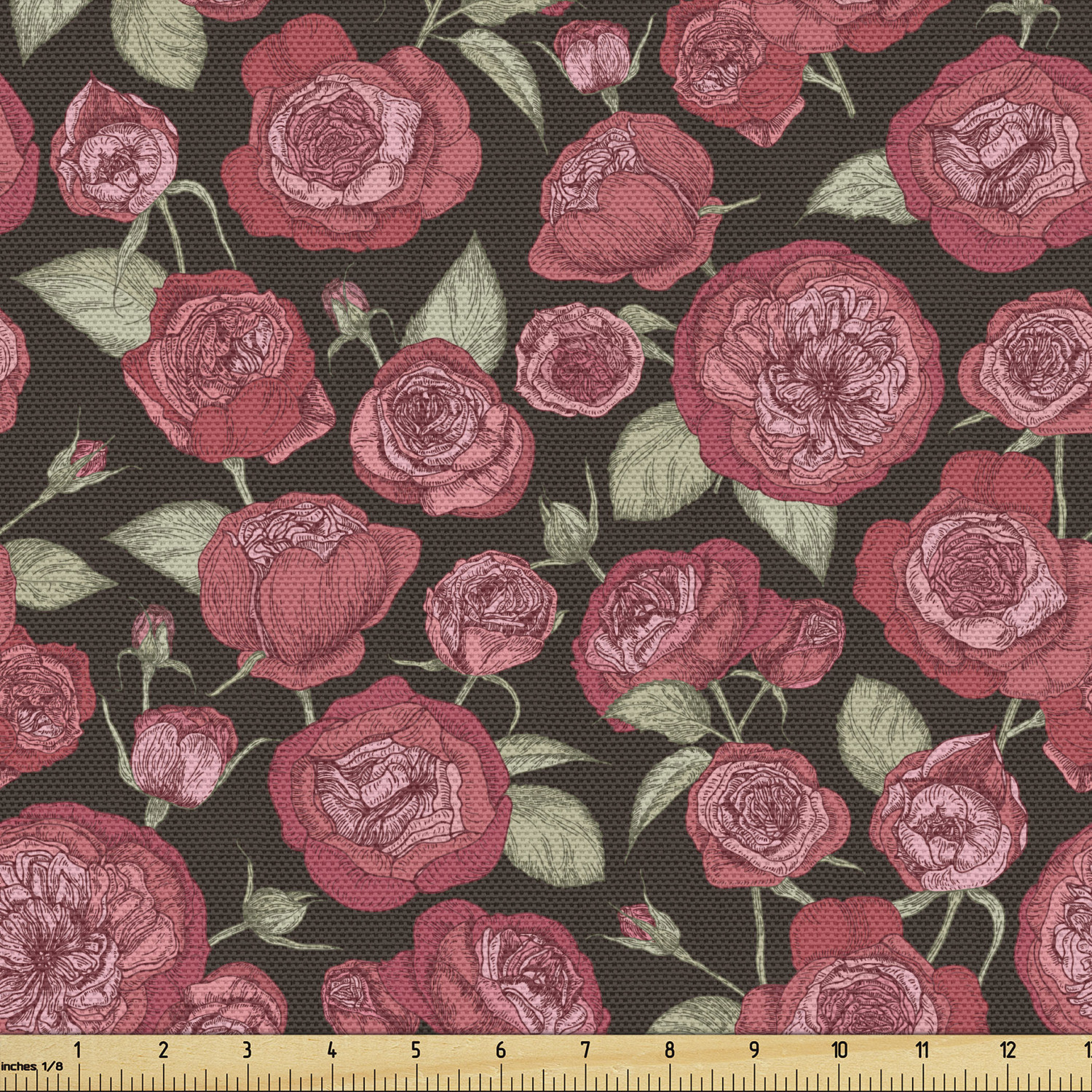 Ambesonne Vintage Rose Fabric by the Yard Upholstery, Nature Tone ...