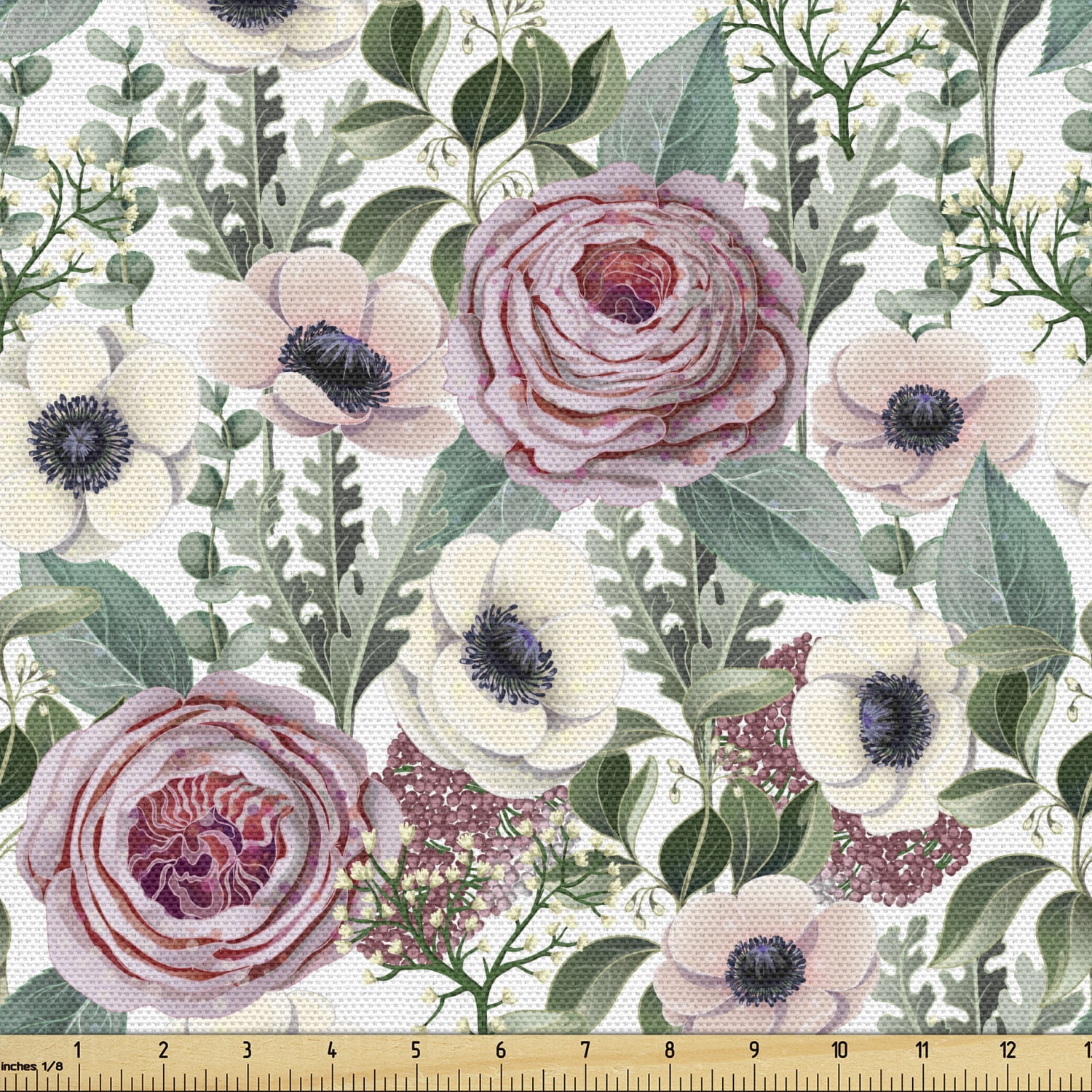 Ambesonne Vintage Rose Fabric by the Yard Upholstery, Victorian Look ...