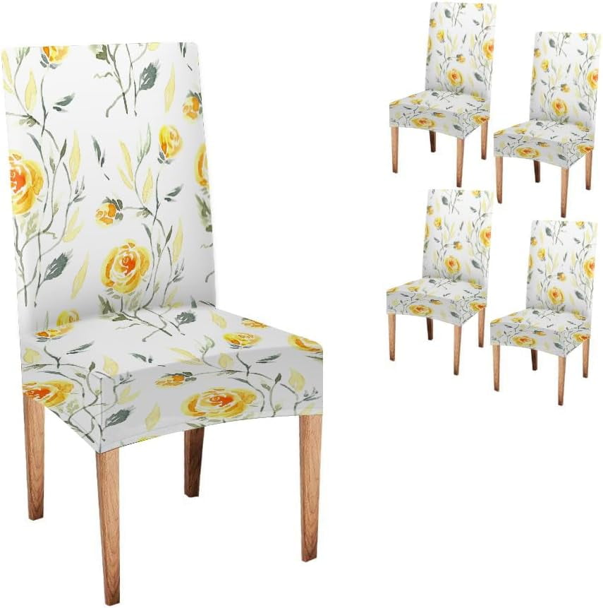 Vintage Rose Flower Parson Chair Covers Set of 4 Climbing Rose ...
