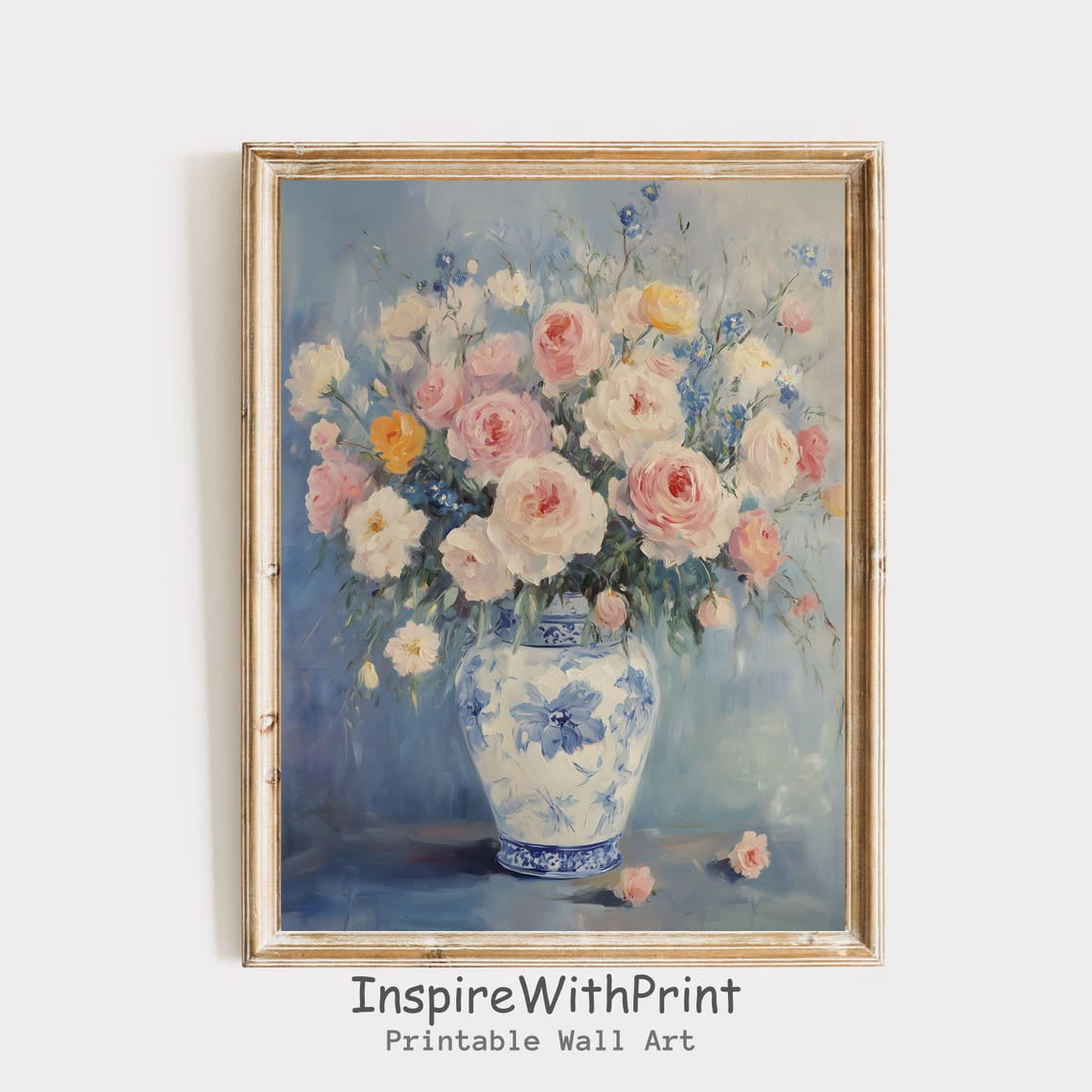 Vintage Rose Poster Pastel Floral Cottage Core Wall Art Decor ...