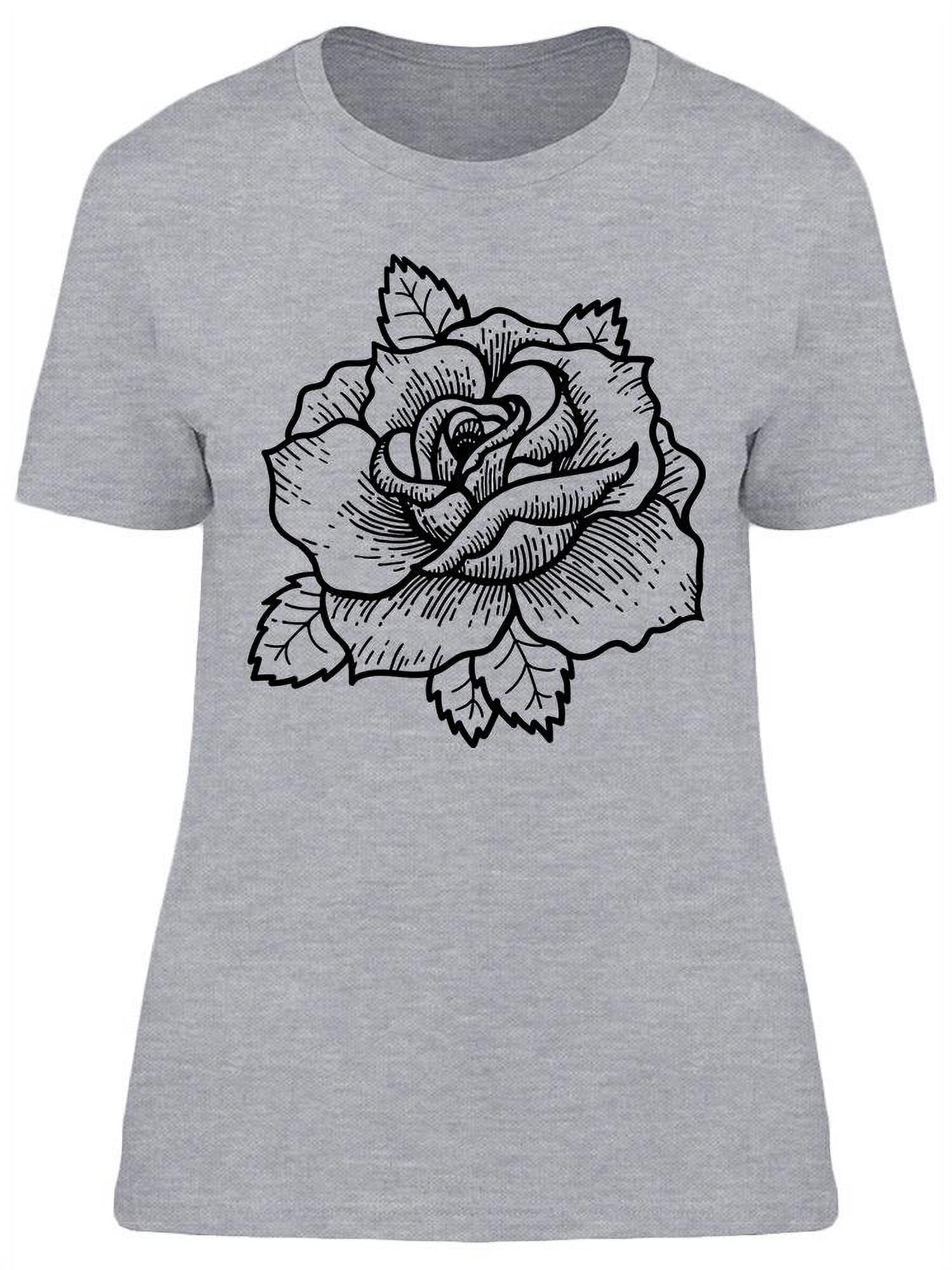 Vintage Rose Tattoo Design T-Shirt Women -Image by Shutterstock, Female ...