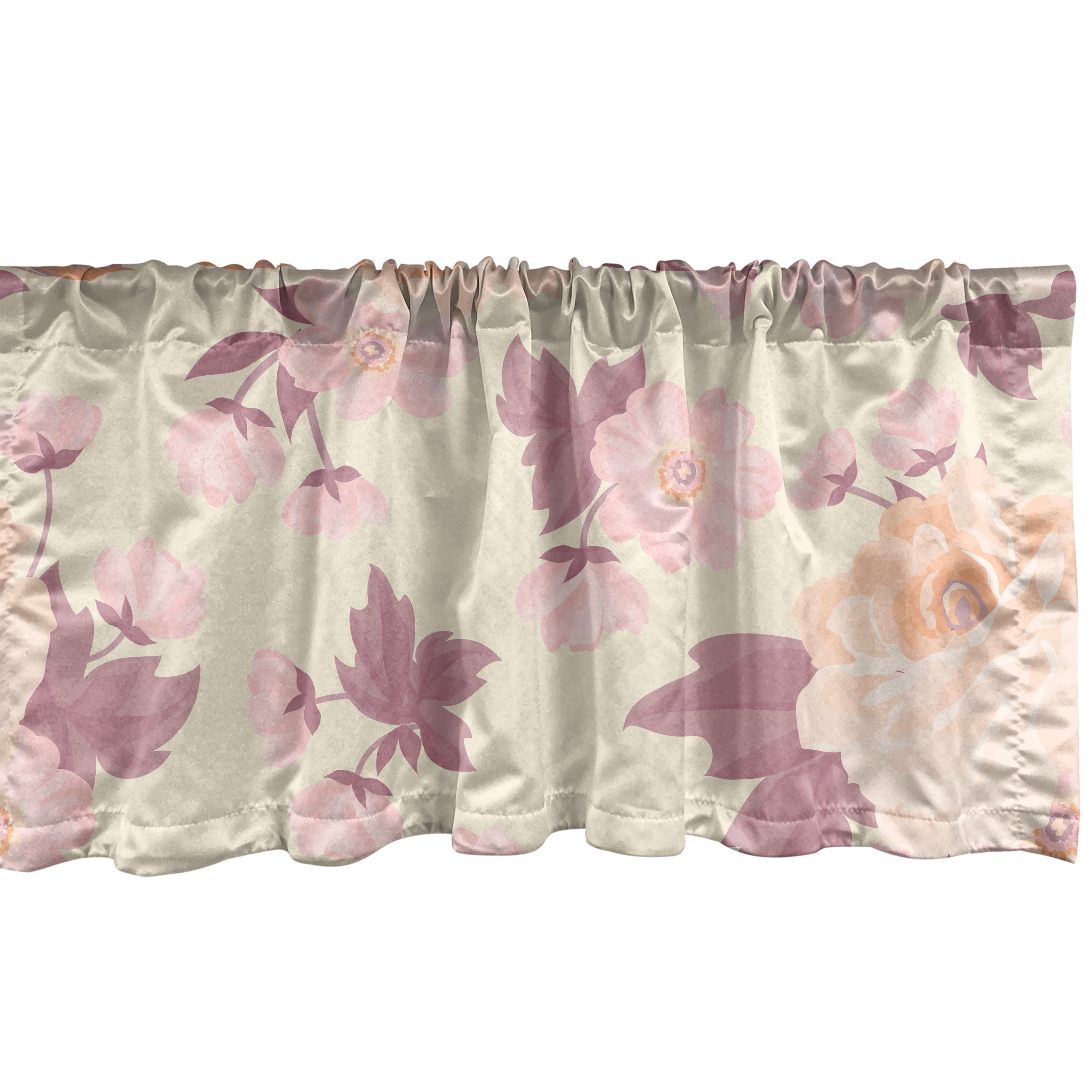 Vintage Roses Window Valance, 90s Vibe Blooming Floral with Neutral ...
