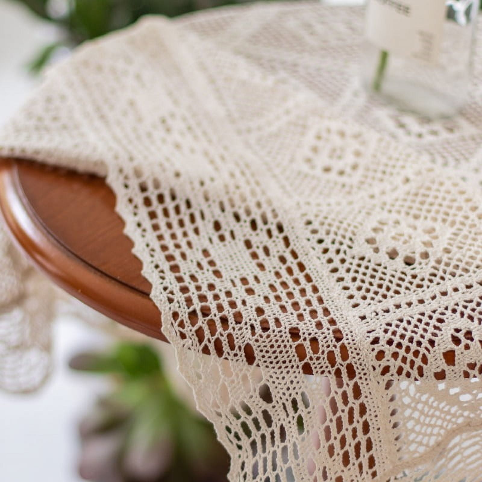 Vintage Round Crochet Tablecloth Macrame Lace Table Cover for Kitchen ...