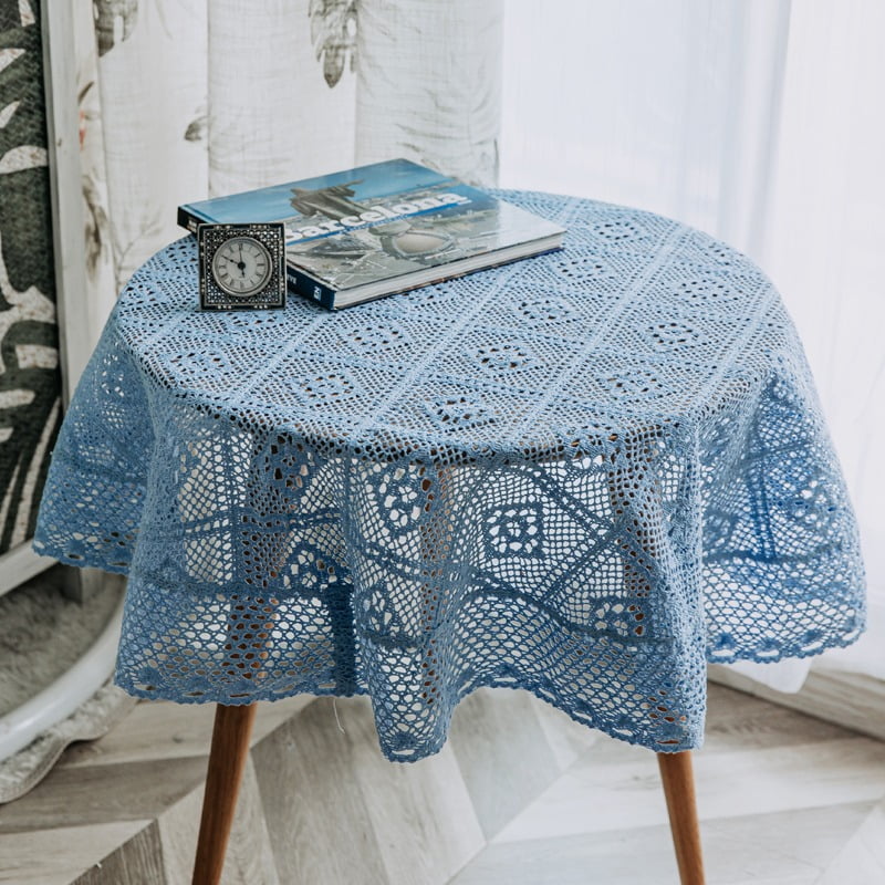 Vintage Round Crochet Tablecloth Macrame Lace Table Cover for Kitchen Dinning Bedside Tabletop ...