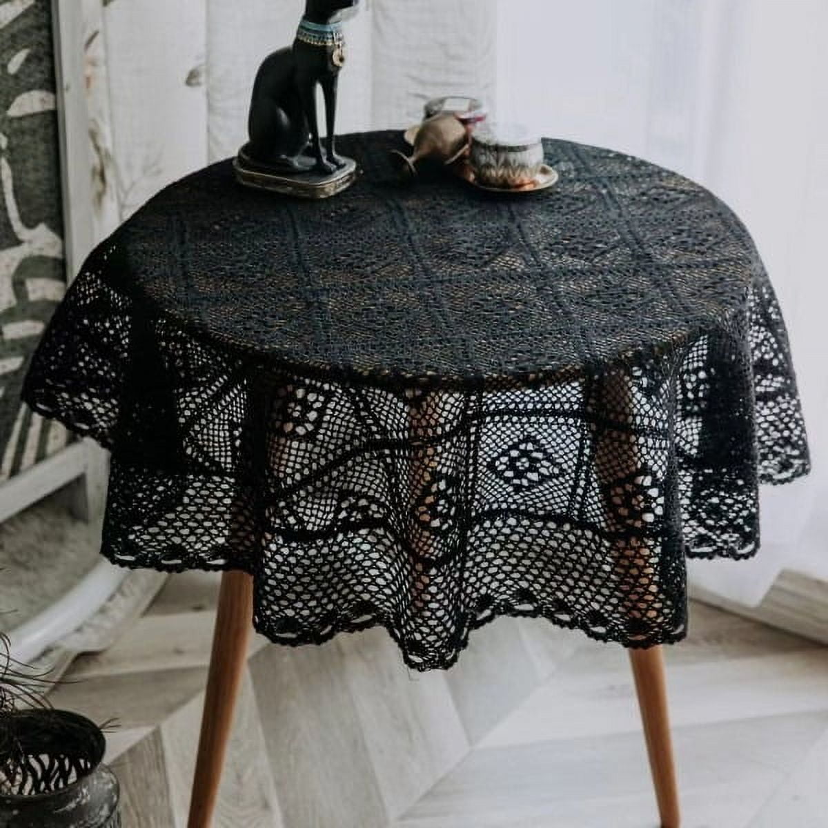 Vintage Round Crochet Tablecloth Macrame Lace Table Cover for Kitchen ...