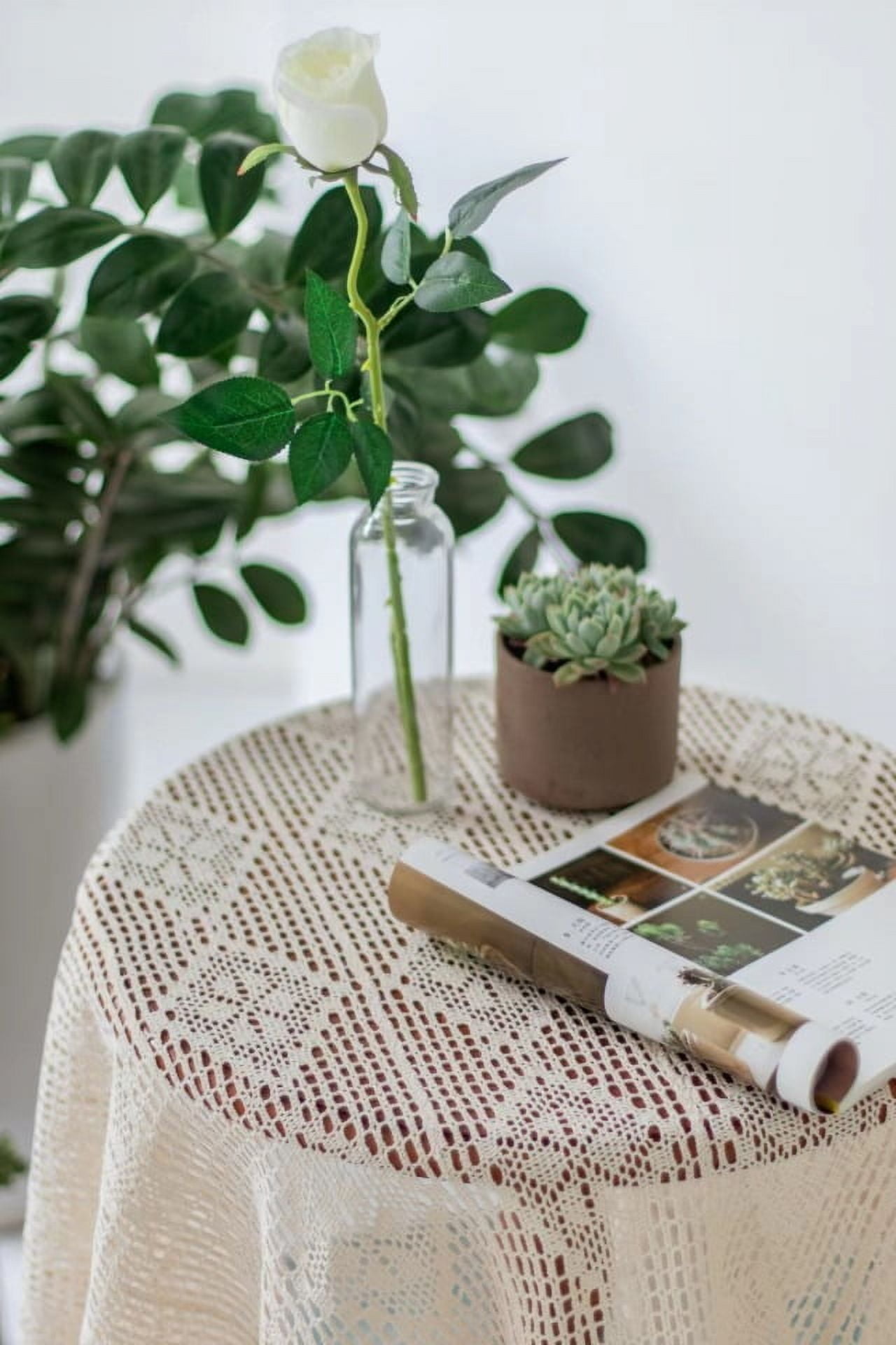 Vintage Round Crochet Tablecloth Macrame Lace Table Cover for Kitchen ...