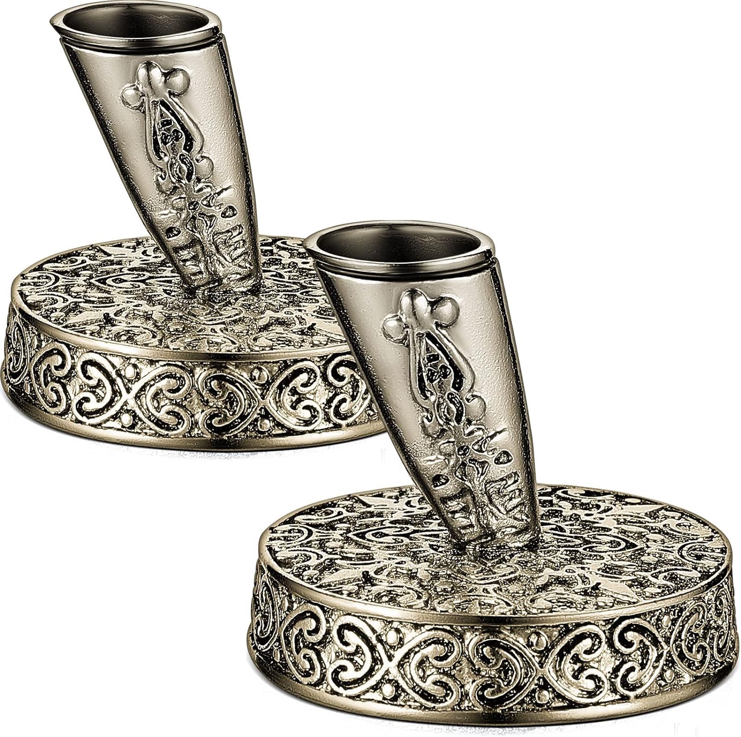 Vintage Round Metal Feather Pen Holder - Quill Pen Stand Desktop - Set ...