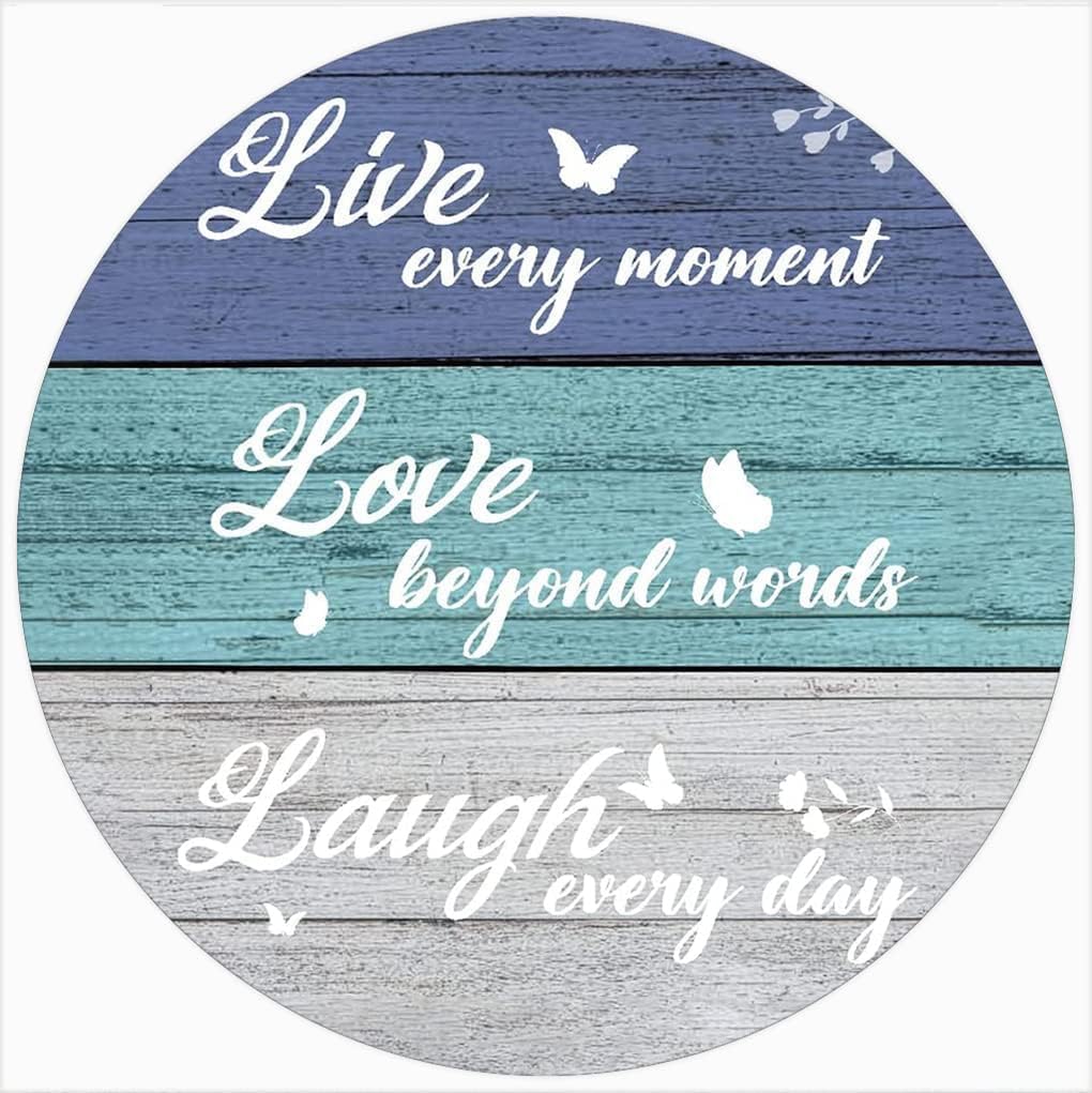 Vintage Round Metal Tin Sign Live Love Laugh Rustic Wreath Sign Ready ...