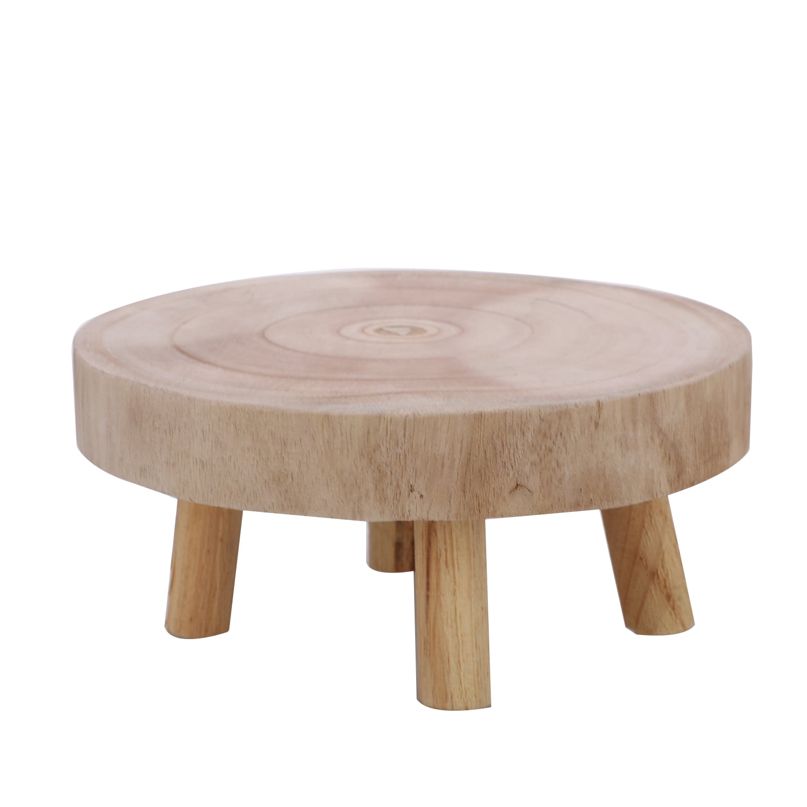 Vintage Round Solid Wood Garden Flower Pot Riser Display Stands Mini ...