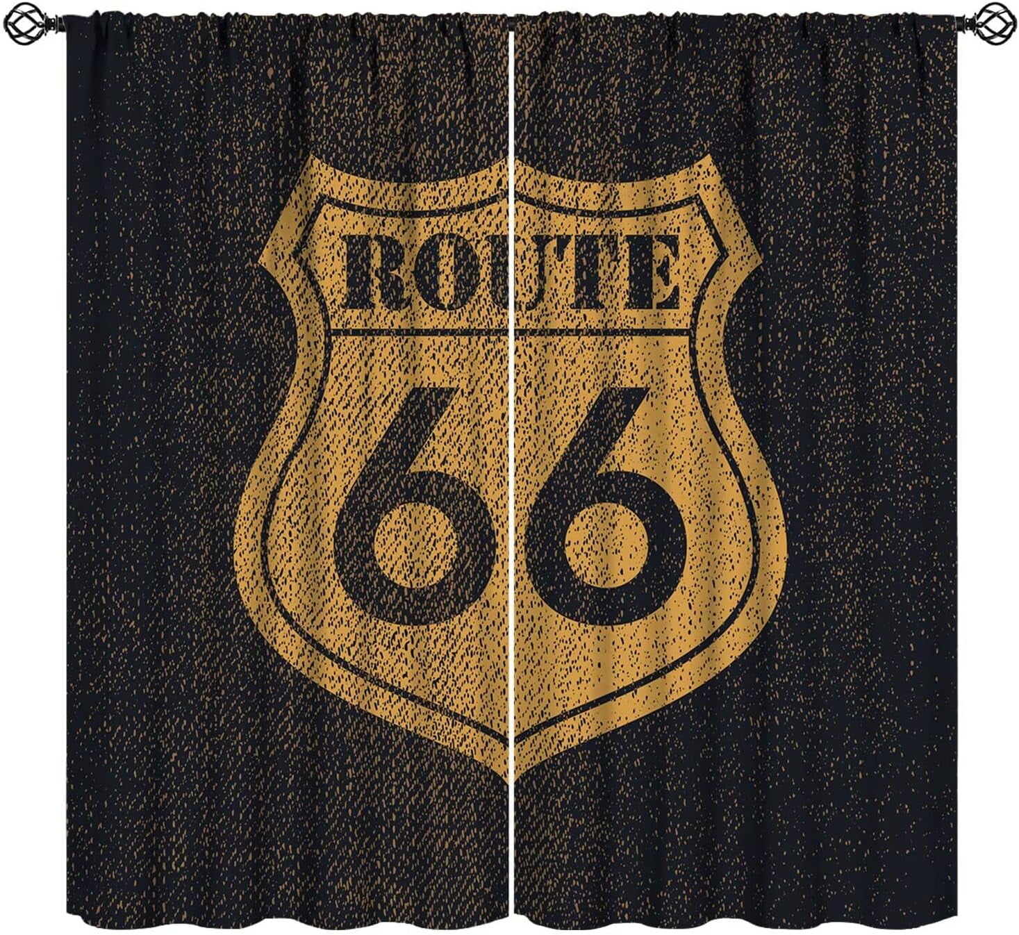Vintage Route 66 Blackout Curtains Western Rustic Retro Route 66 ...