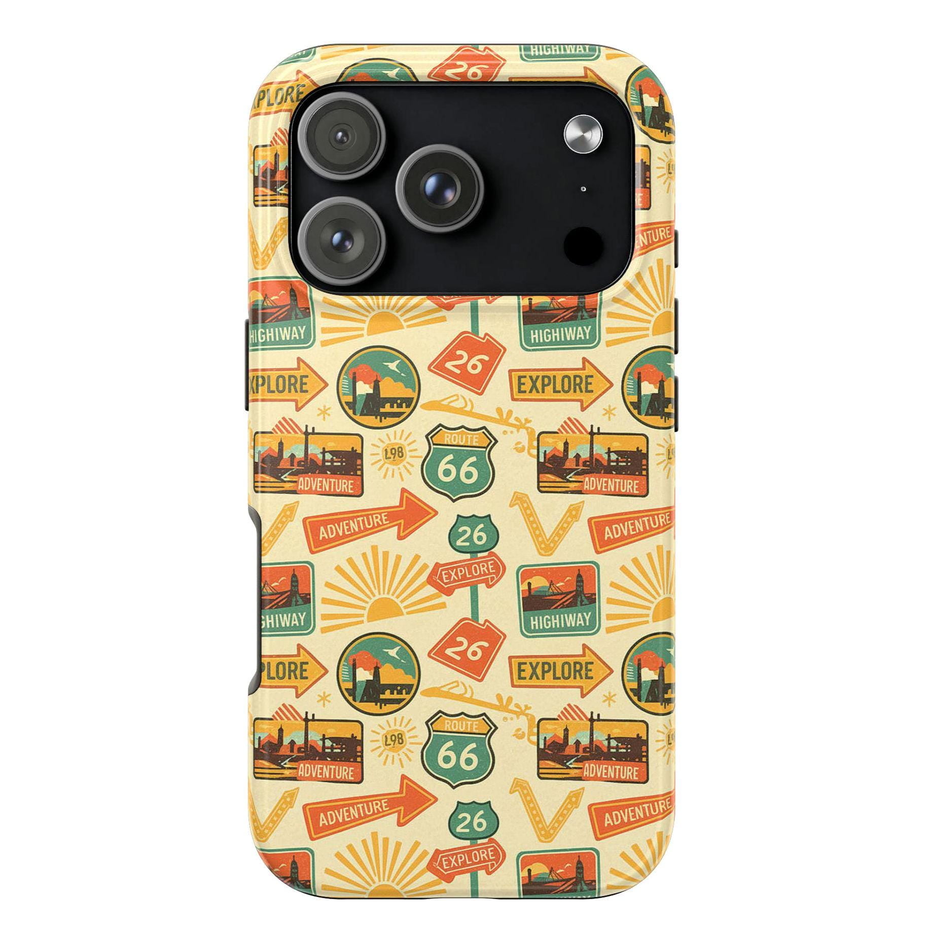 Vintage Route 66 Phone Case Retro Roadtrip iPhone 17 to 11 Pro Max ...