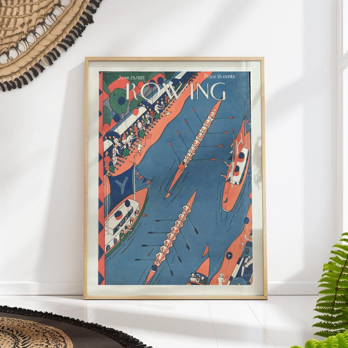 Vintage Rowing Cover Print, Mid-Century Sports Wall Art Wall Art ...