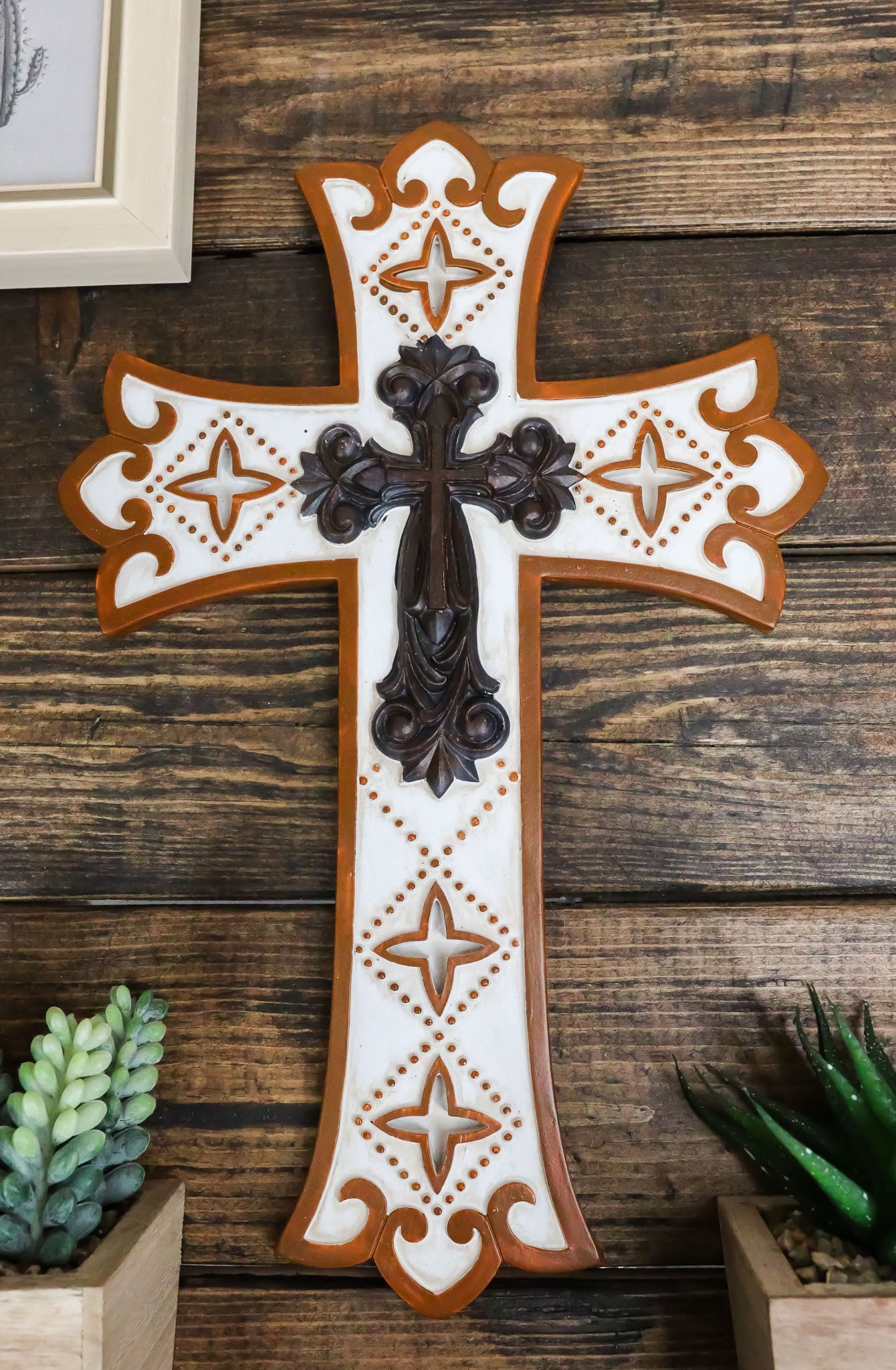 Vintage Royal Scroll Le Fleur French Fleur De Lis Layered Crucifix Wall ...