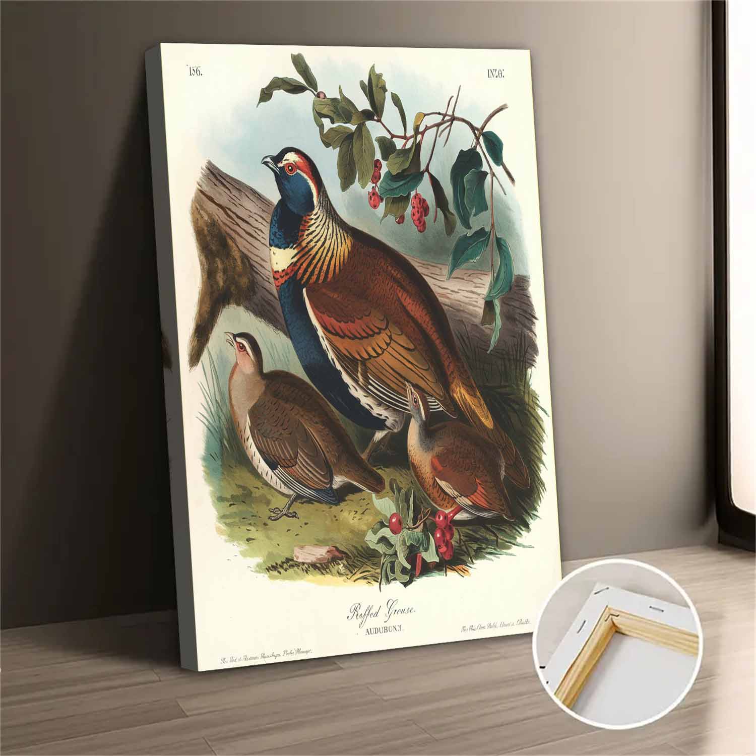 Vintage Ruffed Grouse Canvas Wall Art Abstract Bird Print for Bedroom ...