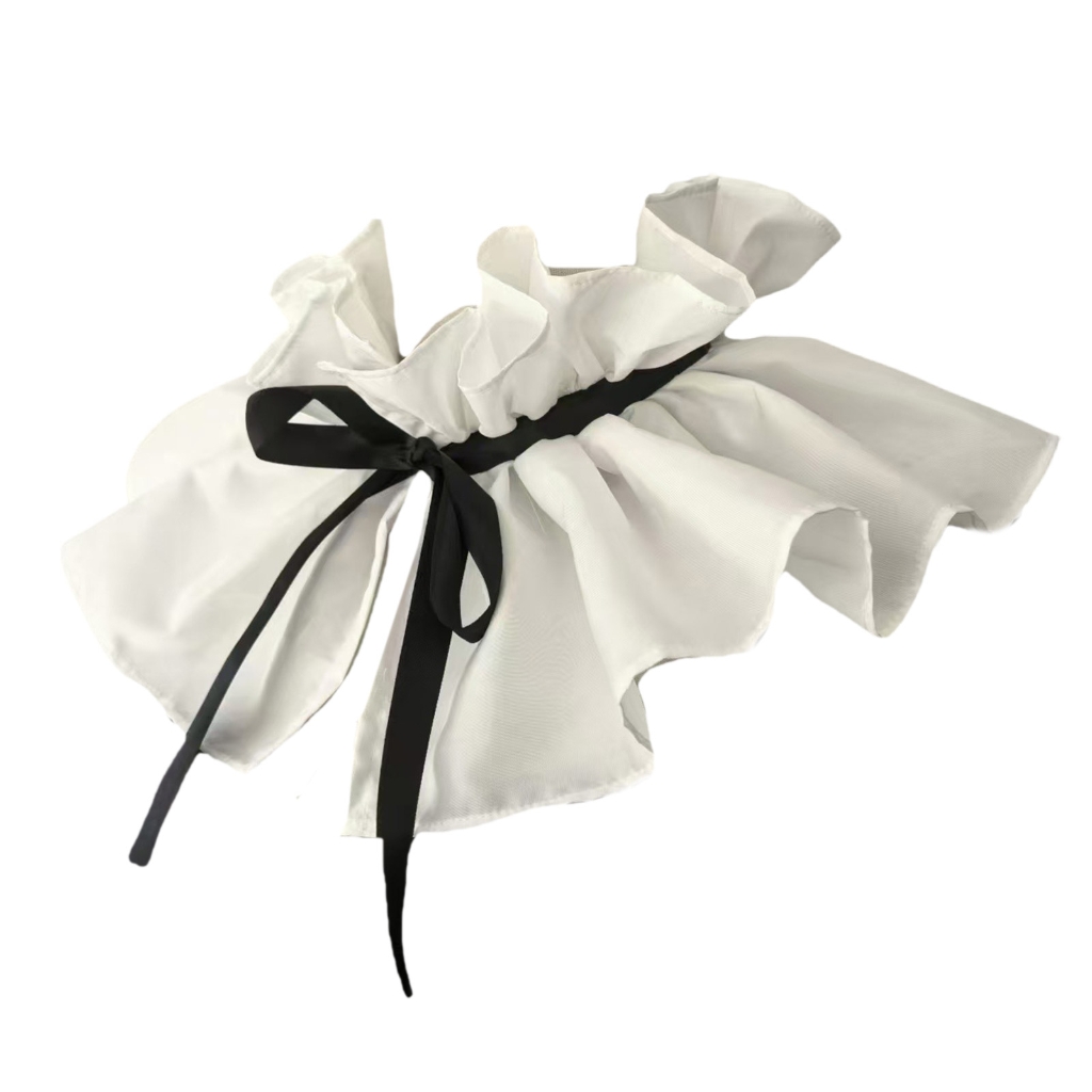 Vintage Ruffle Stand False Collar with Ribbon Tie for Women Victorian ...