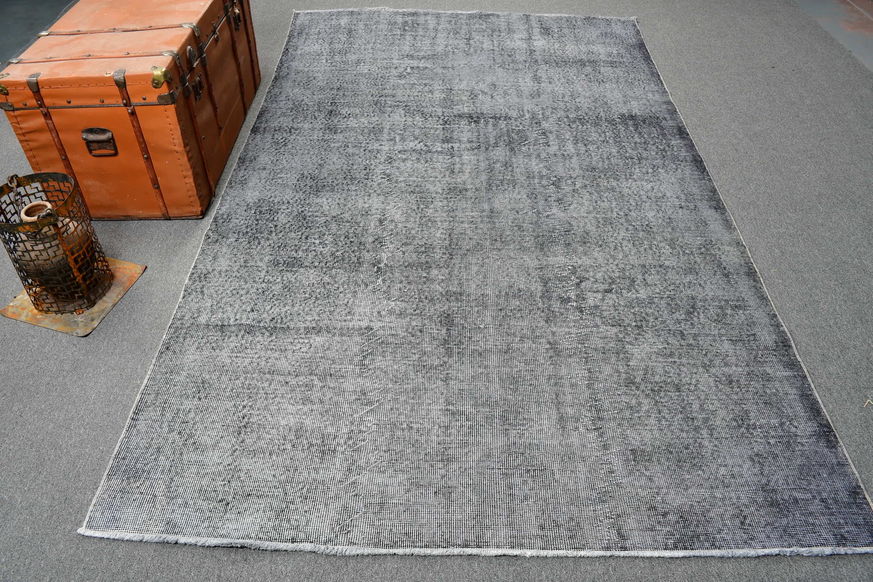 Vintage Rug, Black Oriental Rug, Rugs For Living Room, 5.5x9.3 ft Large ...