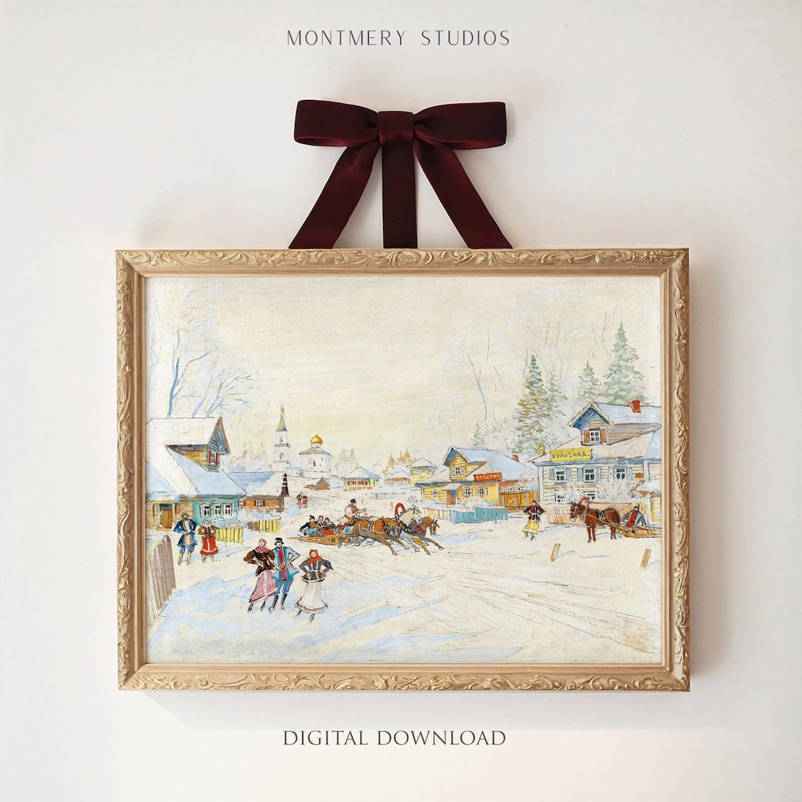 Vintage Russian Village at Poster Wall Art Poster, Cozy Winter Village ...