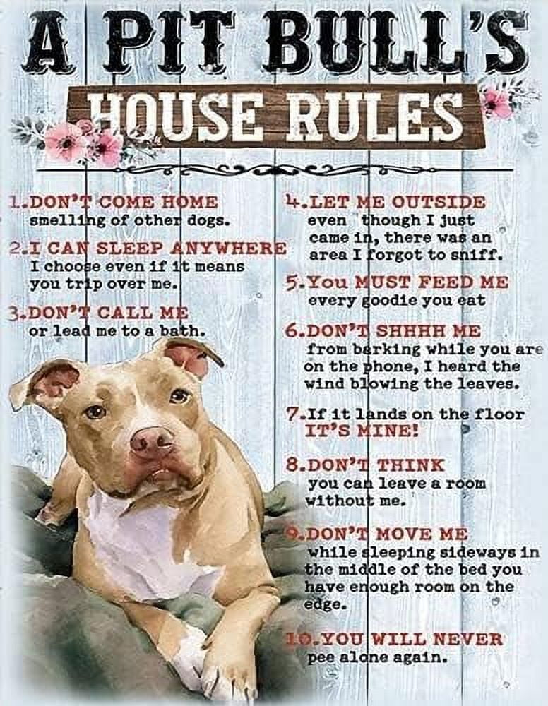 Vintage Rust Dog House Rules A Pit Bull's Home Kitchen Bathroom Country ...