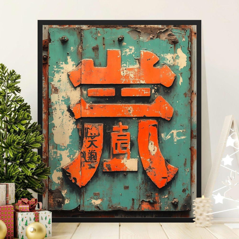Vintage Rustic Asian Wall Art, Unique Antique Chinese Sign Poster ...