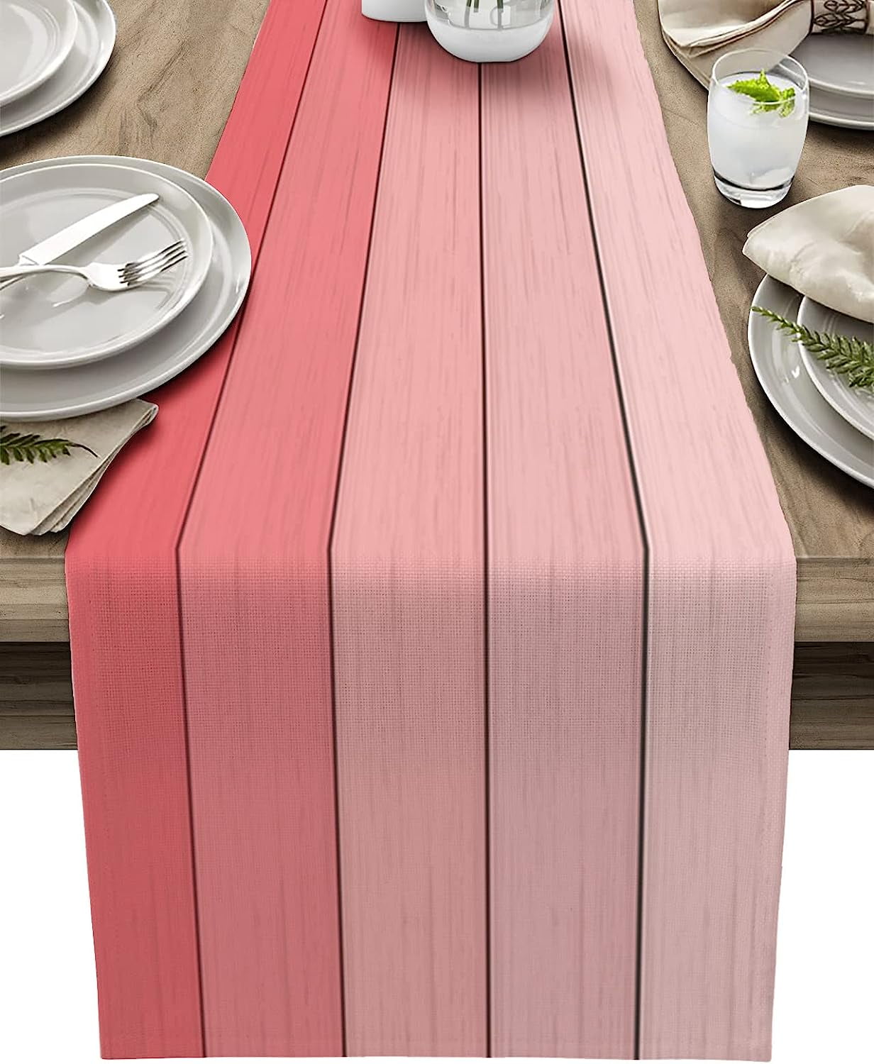 Vintage Rustic Barn Wood Texture Gradient Linen Rectangle Table Runner ...