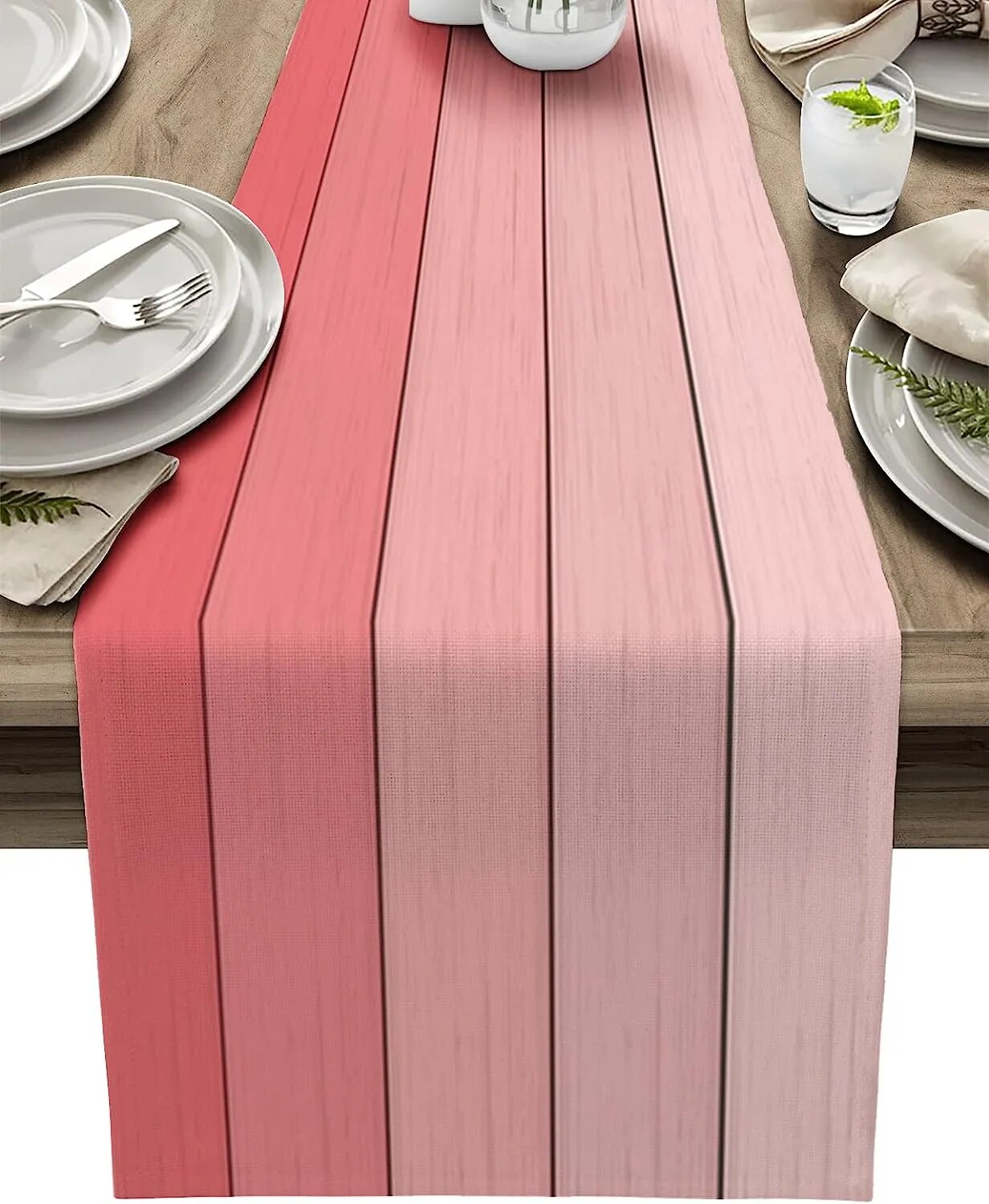 Vintage Rustic Barn Wood Texture Gradient Linen Rectangle Table Runner ...