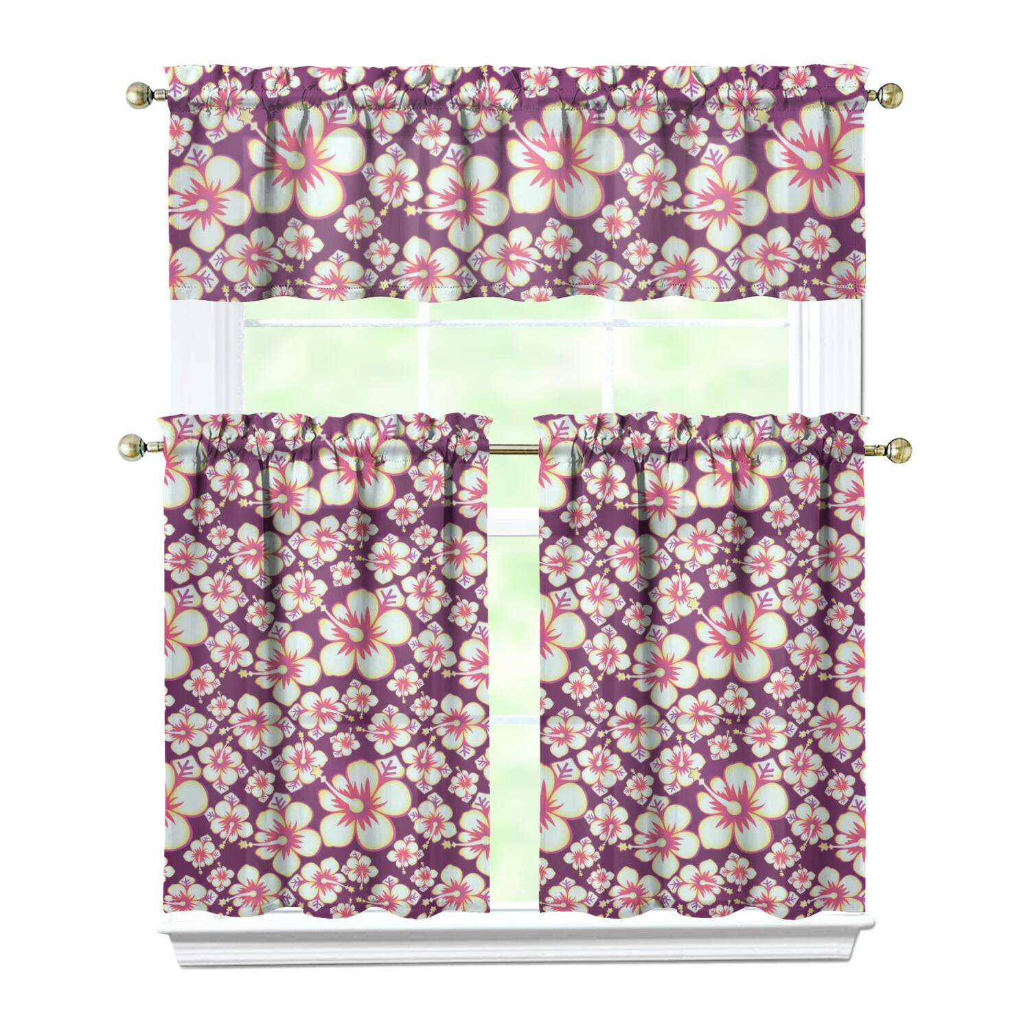 Vintage Rustic Curtains 36 Inch - 3 Panel Bohemian Floral Farmhouse Set ...