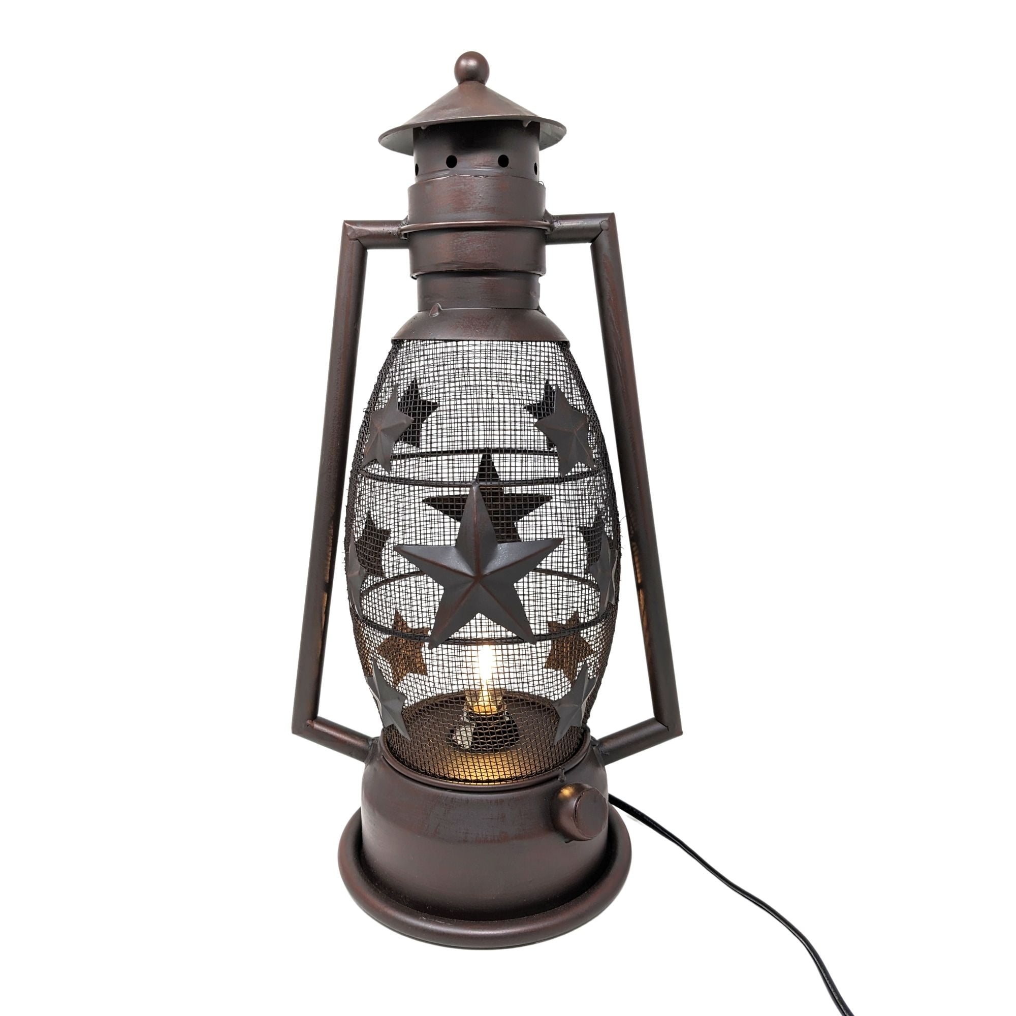 Rustic Metal Star Lantern Nightlight - Vintage Farmhouse Table Lamp ...