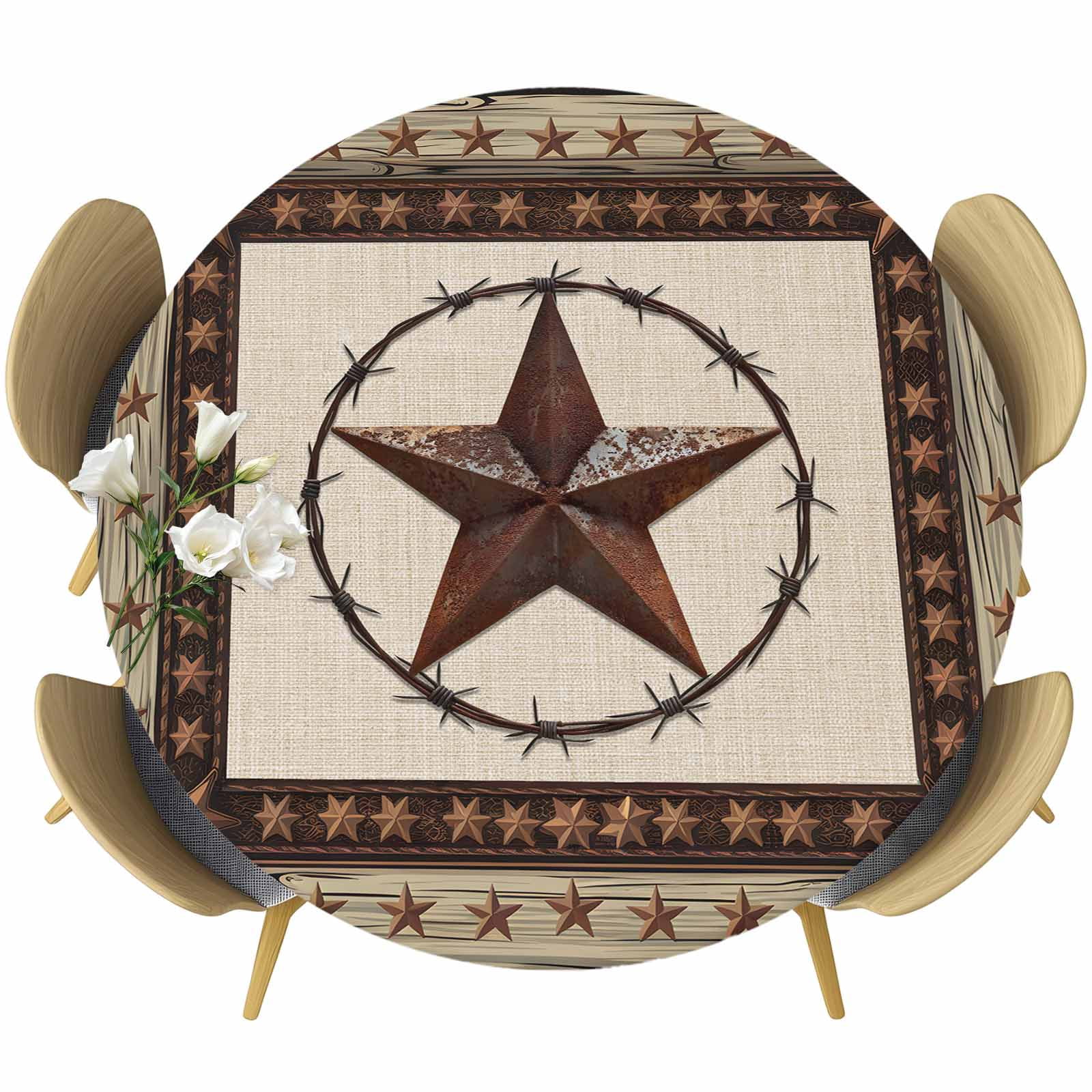 Vintage Rustic Round Tablecloth 36-44 Inch Round Fitted Table Cloth ...