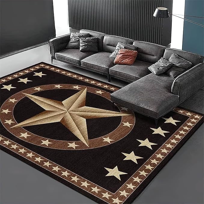Vintage Rustic Star Area Rug, Non Slip Noise Reduction Accent Rug ...