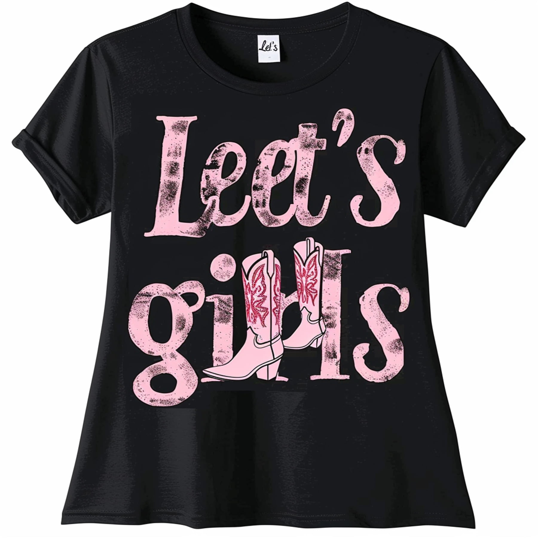 Vintage Rustic Style Let's Go Girls T Shirt Design with Pink Vector ...