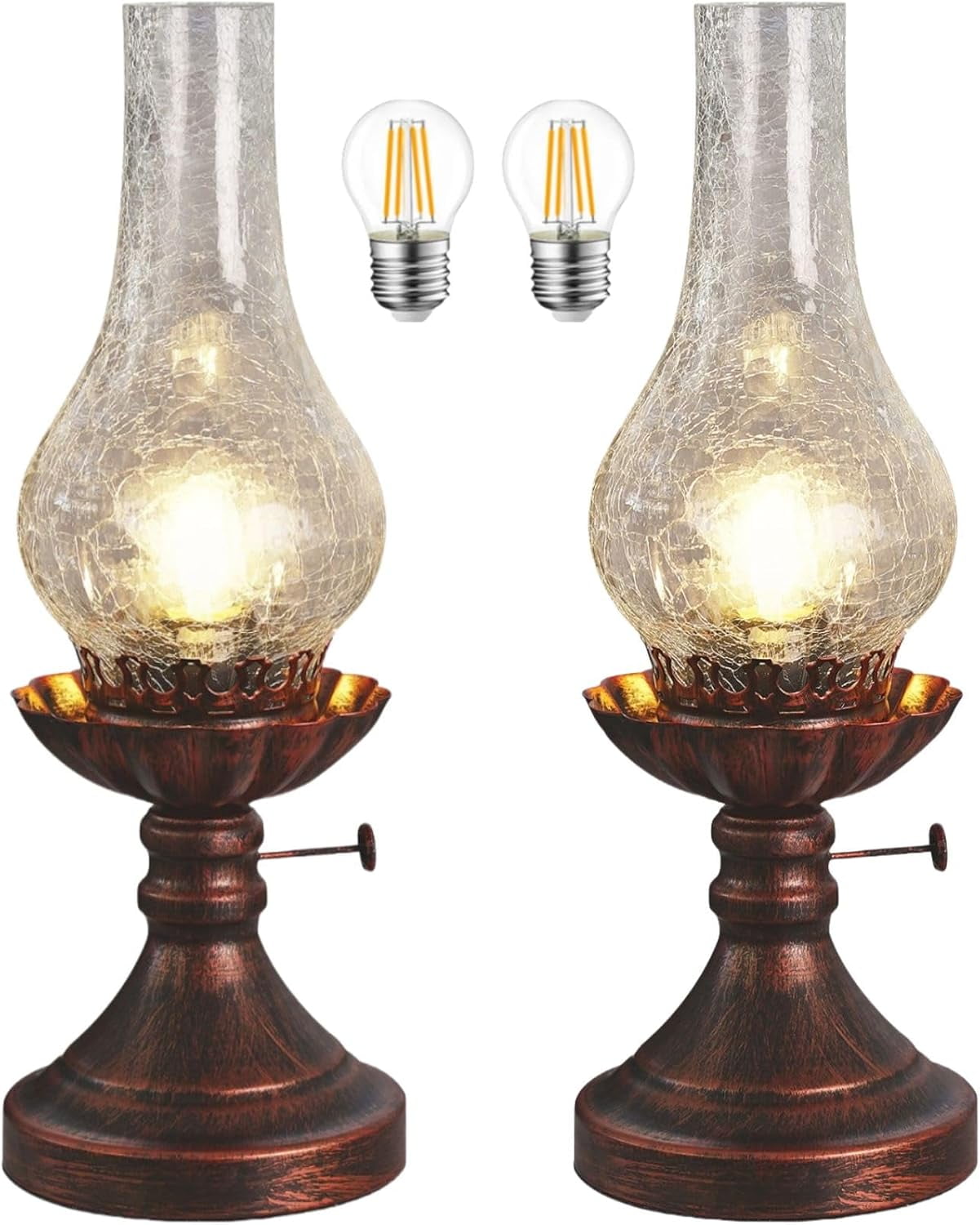 Vintage Rustic Table lamp Set of 2,Small Antique Style Western Crackled ...