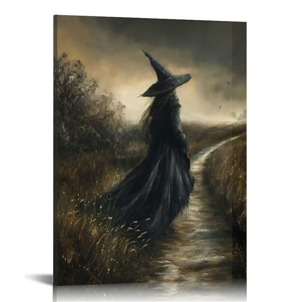 Vintage Rustic Witch Posters Halloween Canvas Wall Art Witch in The ...